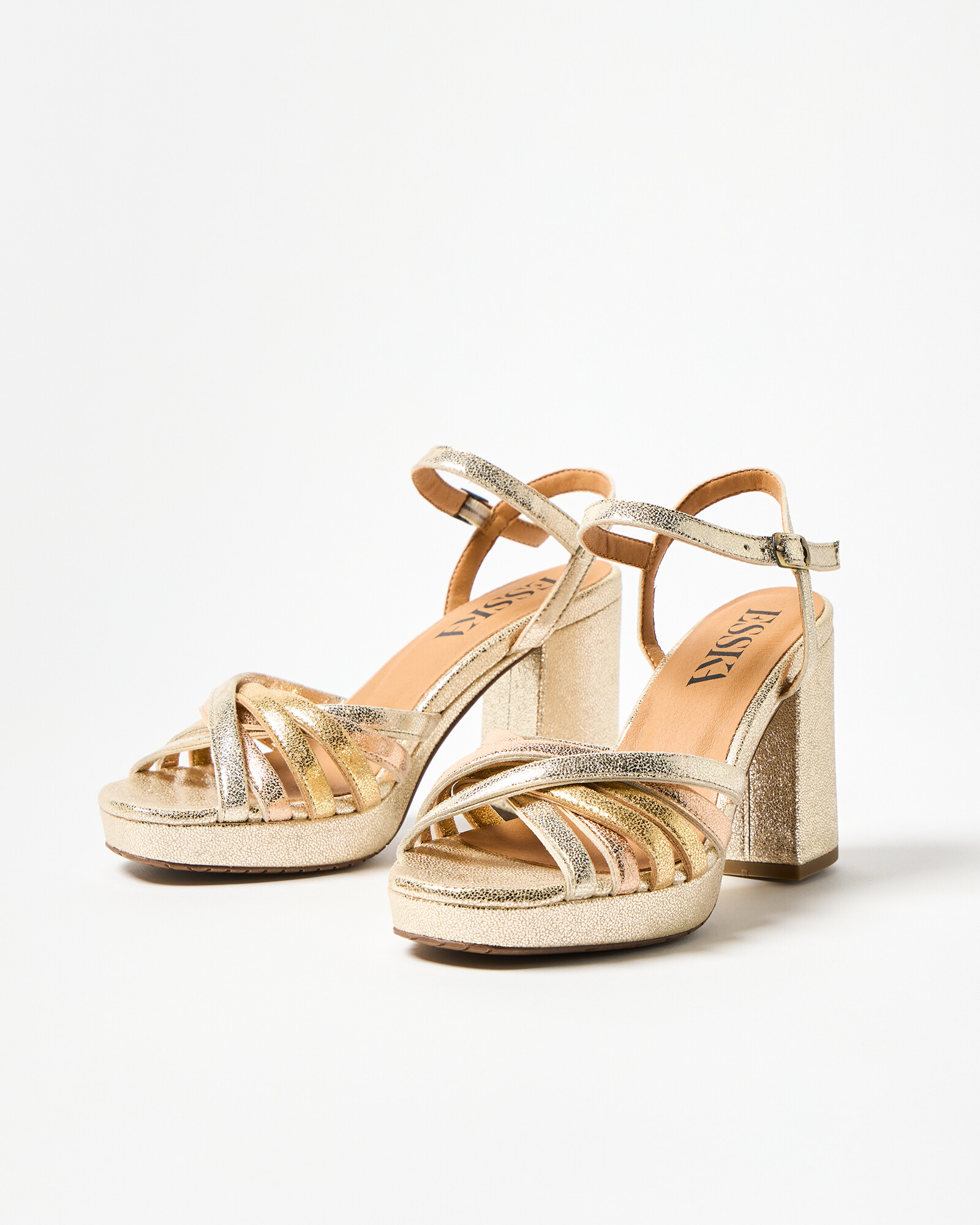 Esska Veronica Mixed Metallic Platform Heeled Sandals | Oliver Bonas
