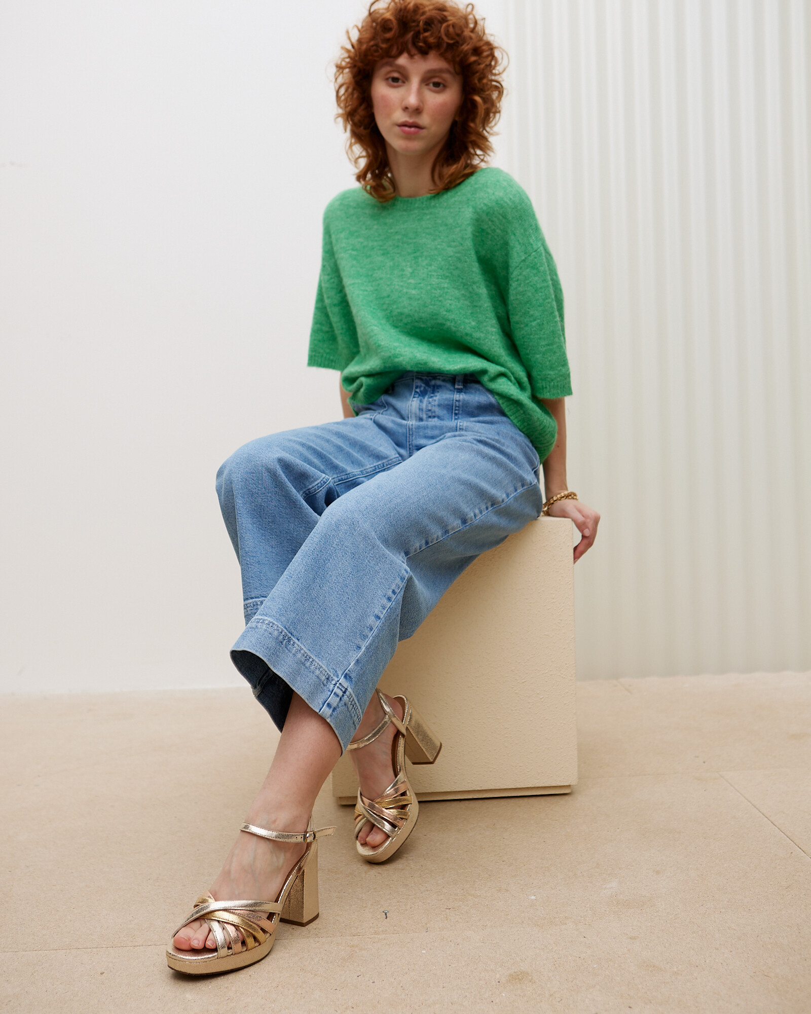 Esska Veronica Mixed Metallic Platform Heeled Sandals | Oliver Bonas