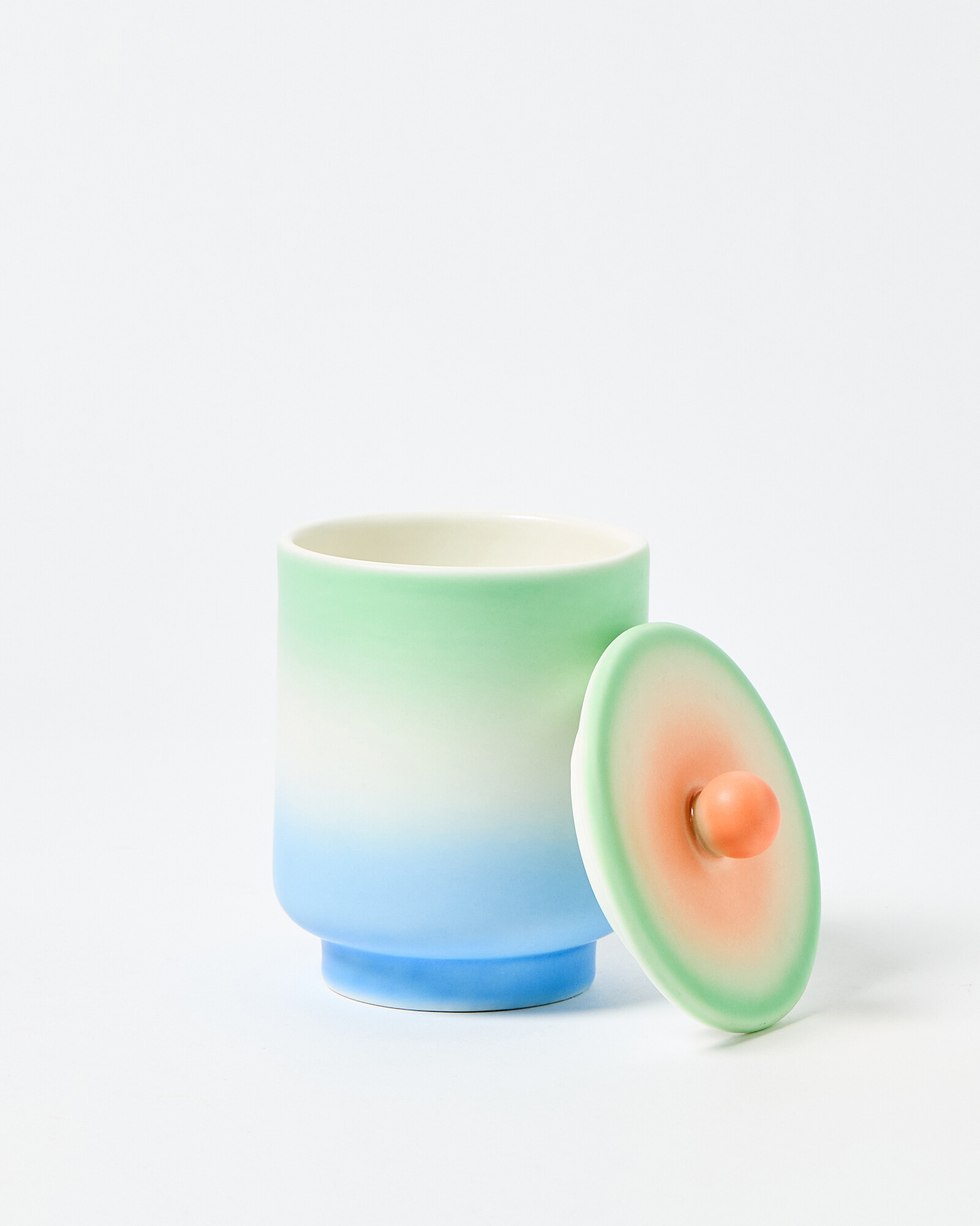 Coquille Ombre Green Ceramic Bathroom Pot | Oliver Bonas