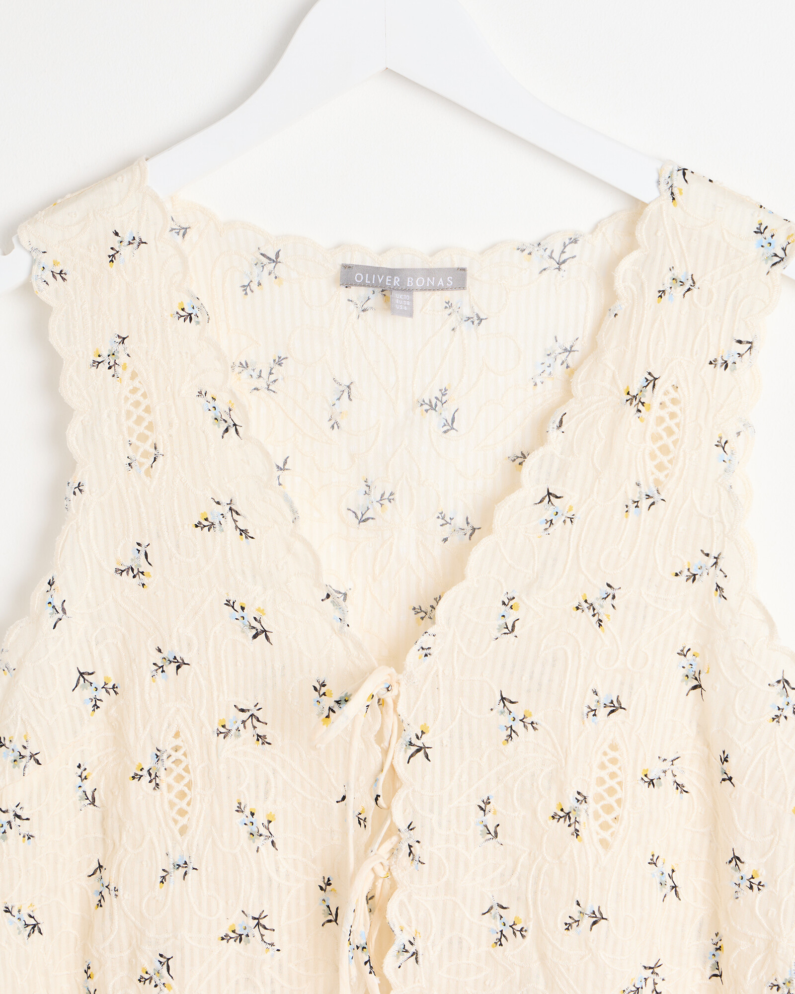 Embroidered Floral White Shell Top | Oliver Bonas