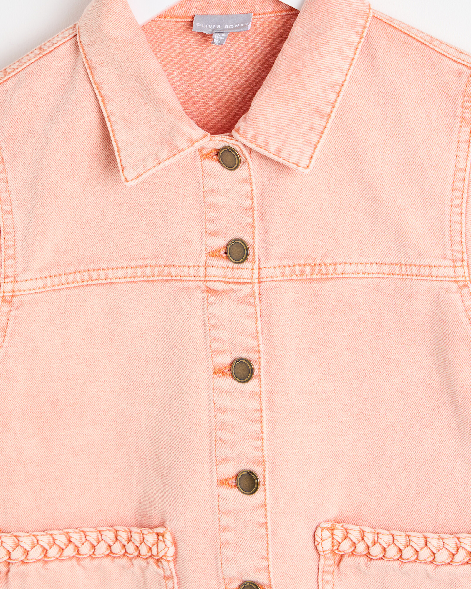 Plait Pocket Orange Denim Jacket | Oliver Bonas
