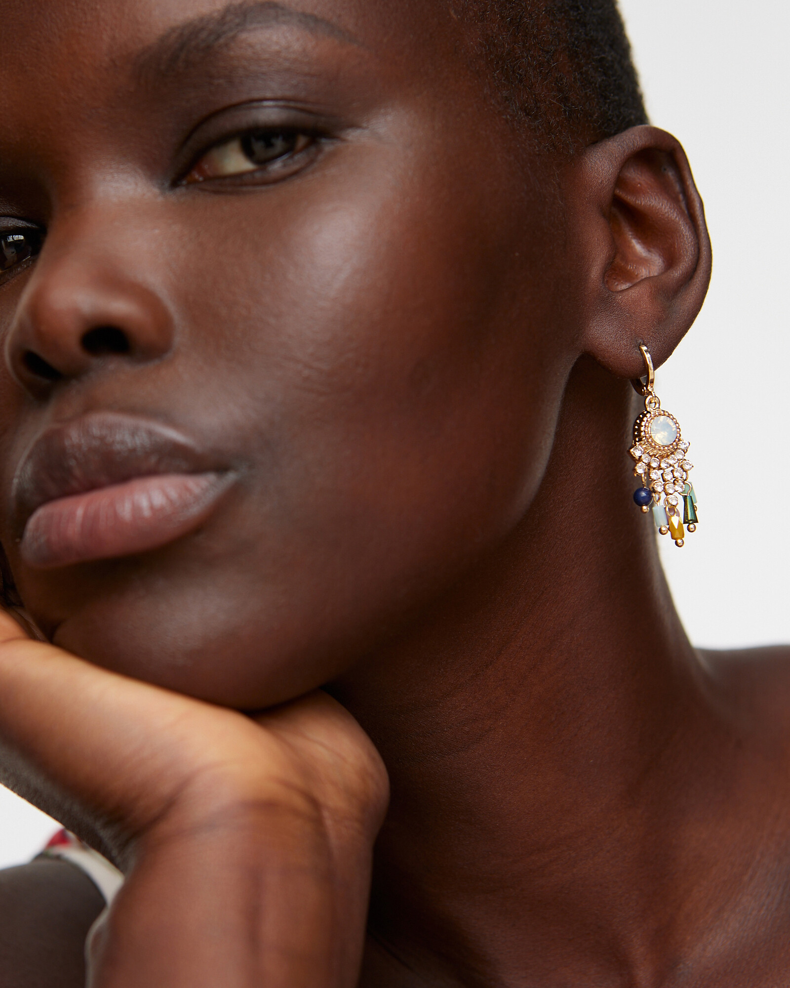 Azure Bead Cluster Drop Hoop Earrings | Oliver Bonas