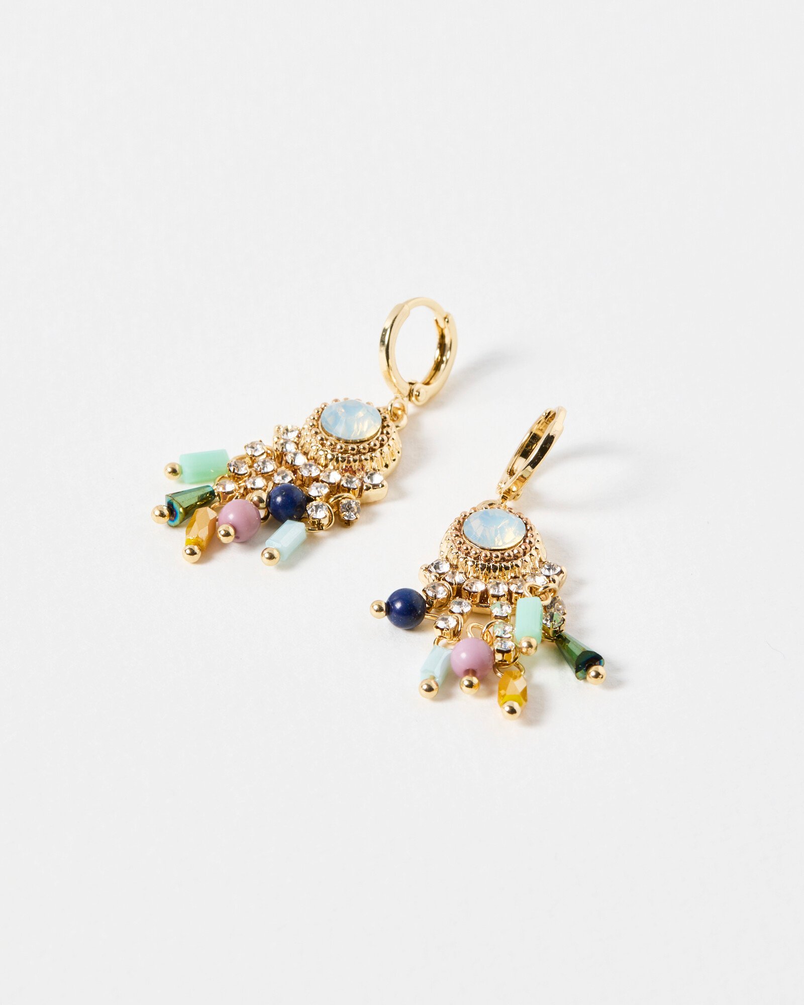 Azure Bead Cluster Drop Hoop Earrings | Oliver Bonas