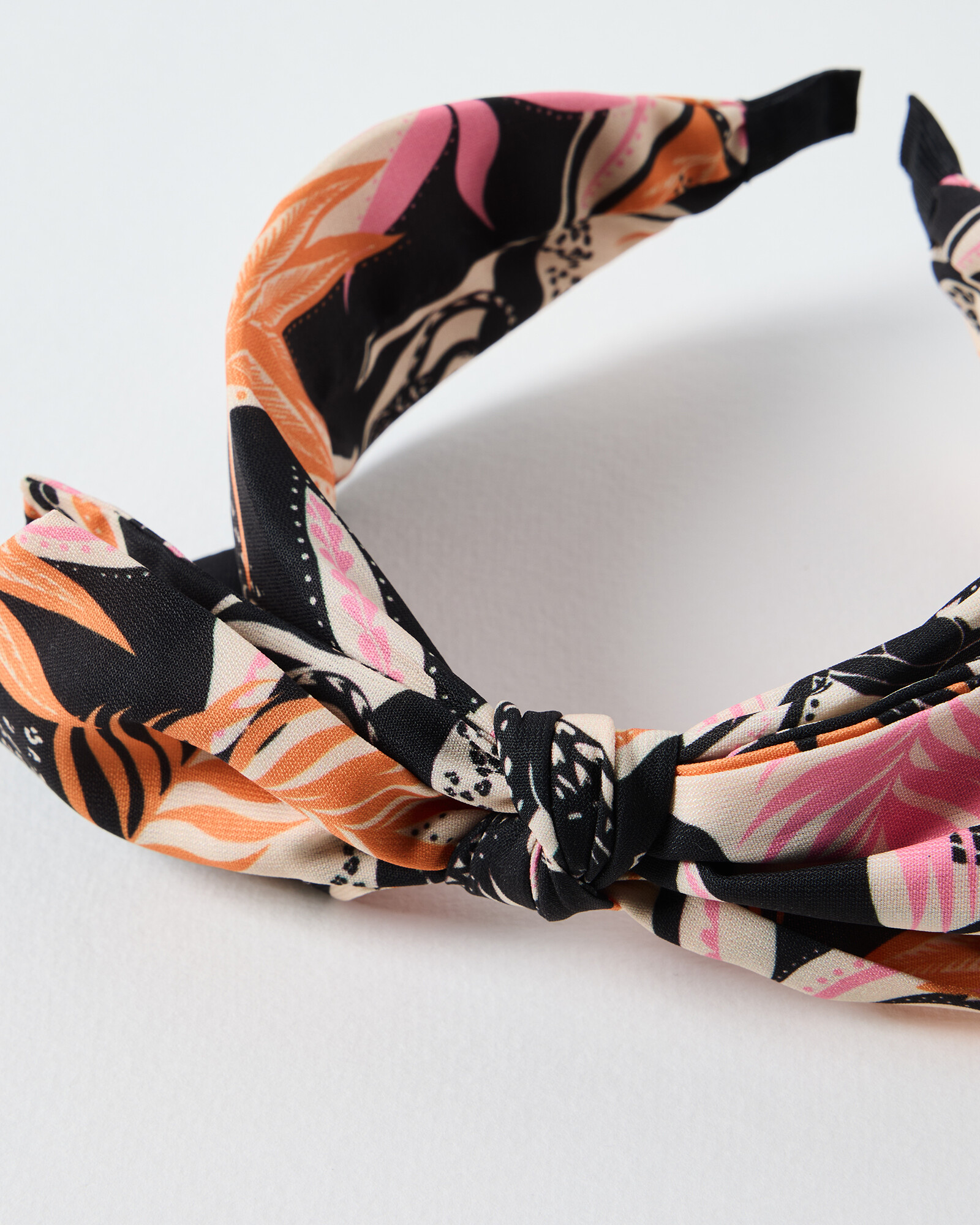 Bird Print Orange Statement Bow Headband | Oliver Bonas
