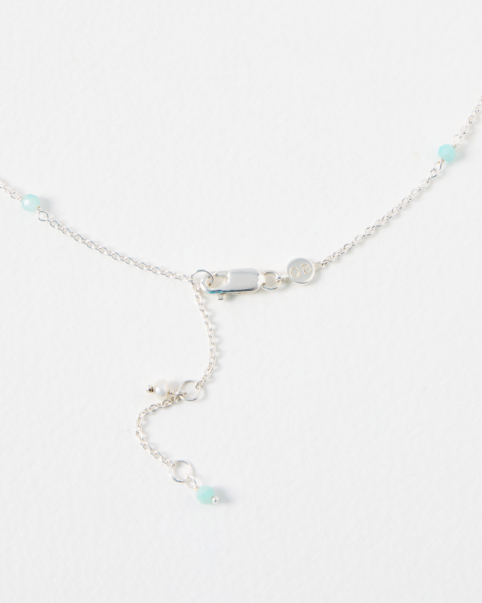 Sabrina Amazonite & Pearl Beaded Silver Necklace | Oliver Bonas