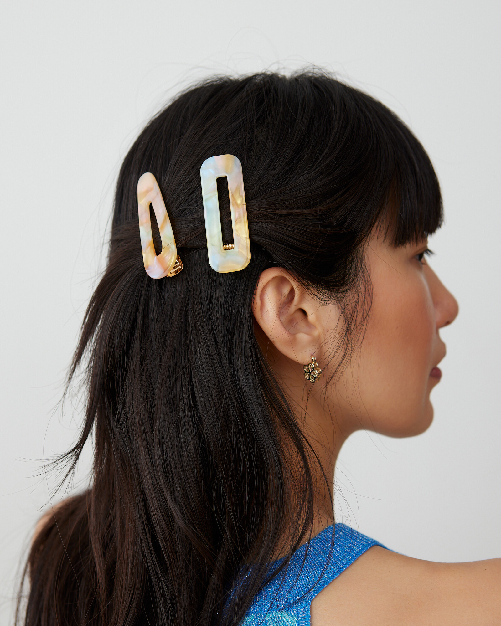 Edith Cream Resin Hair Clips Set of Two | Oliver Bonas