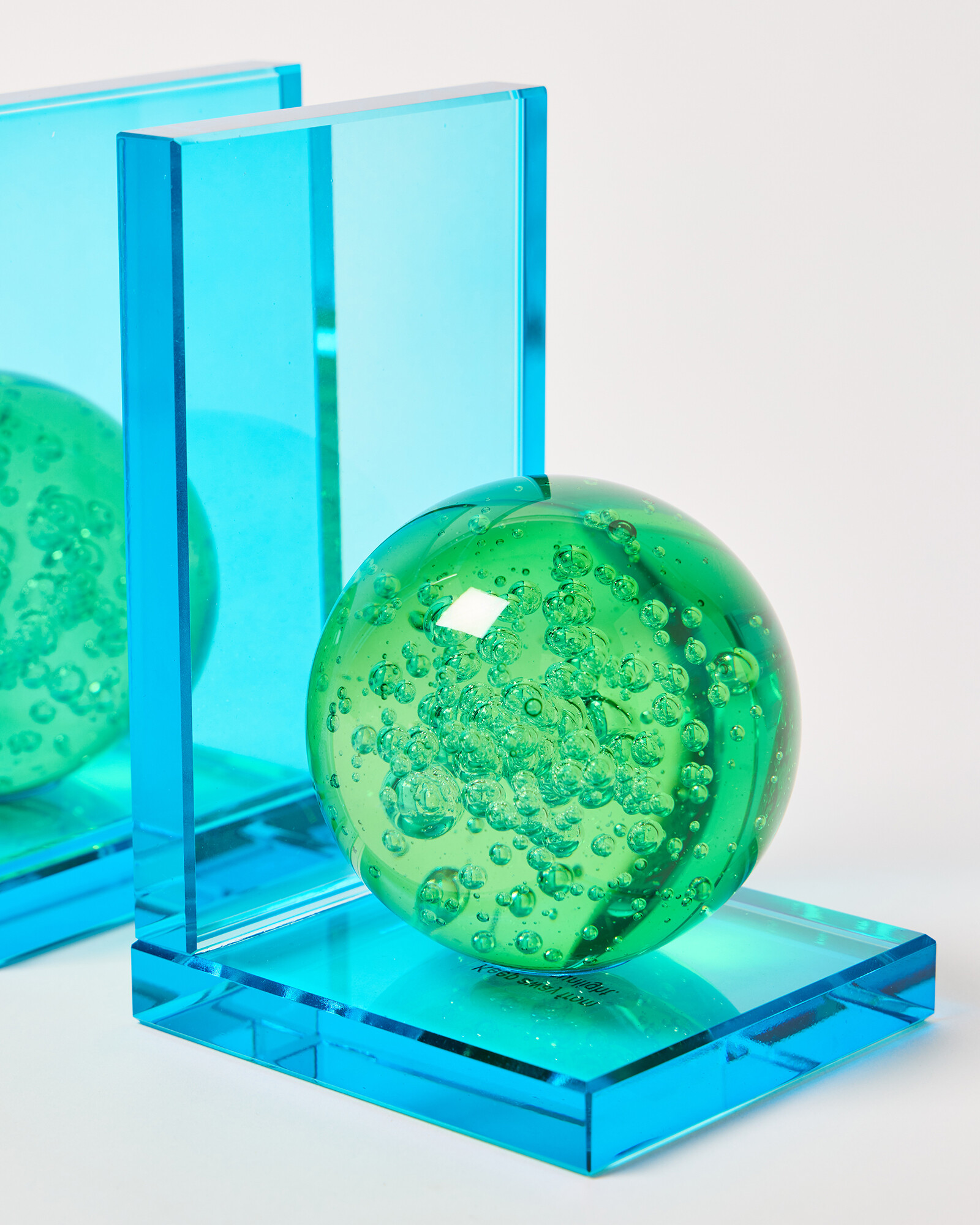 Azul Blue & Green Glass Book Ends | Oliver Bonas