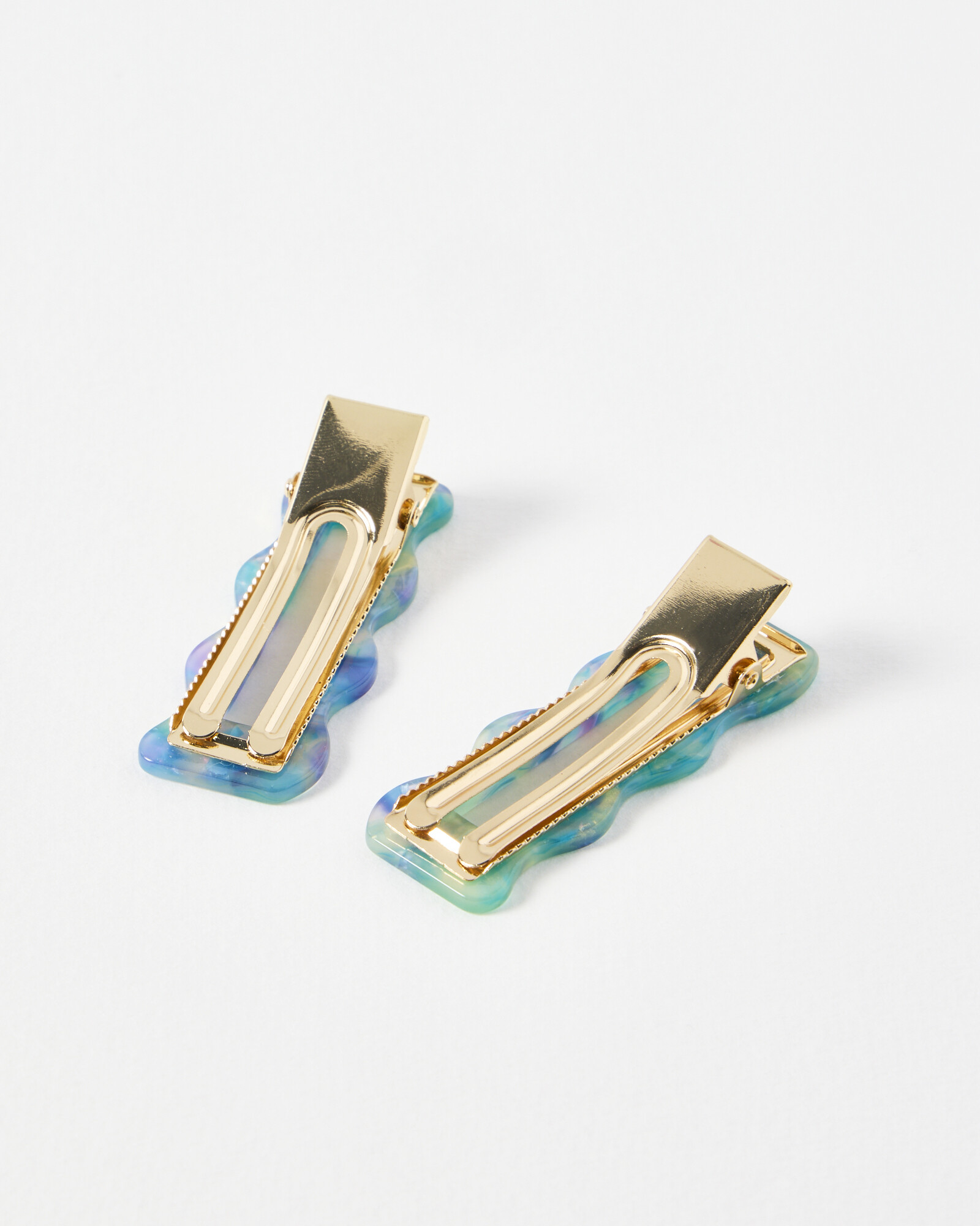 April Marble Wavy Hair Clips Set of Two | Oliver Bonas