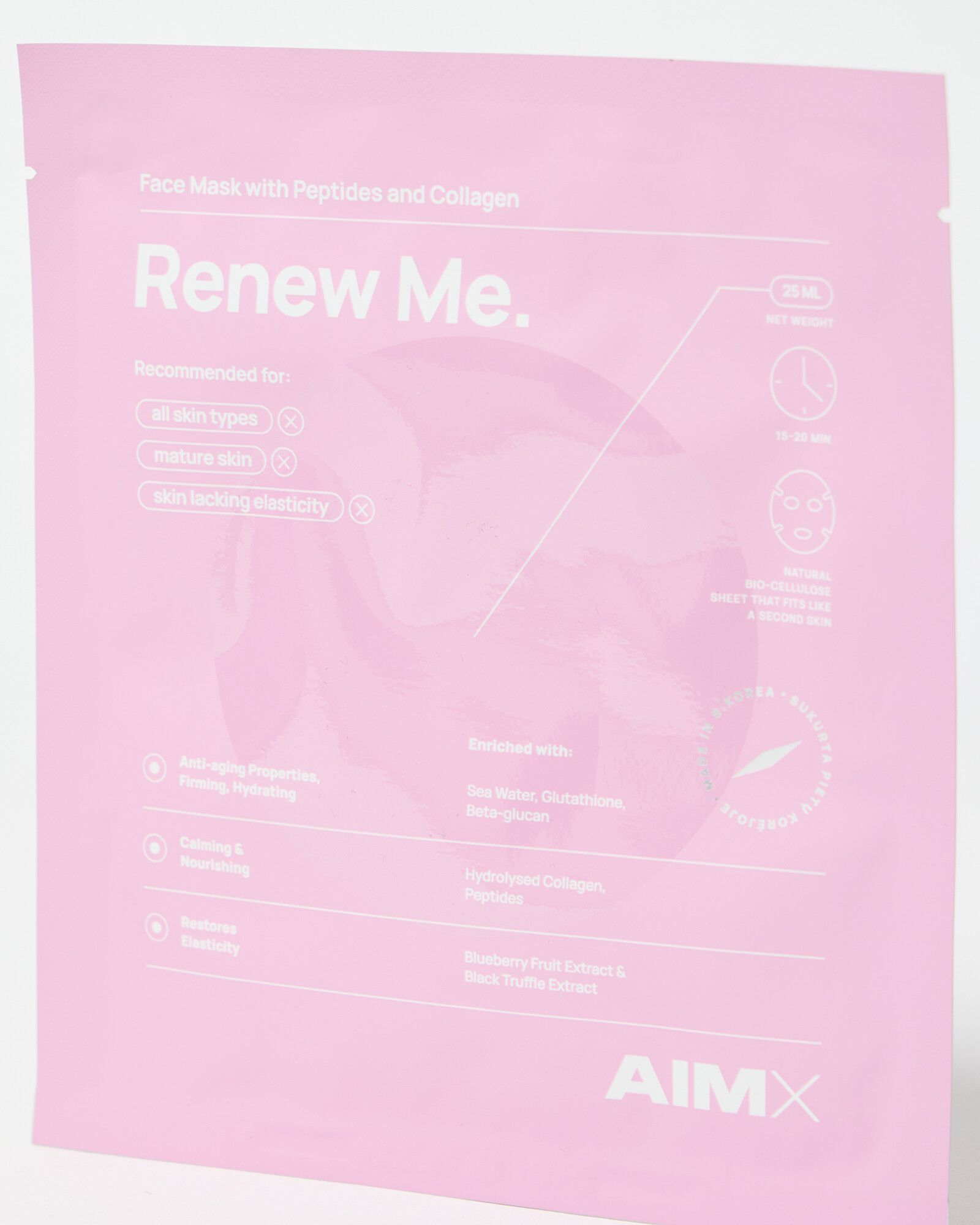 AimX Renew Me Collagen Face Sheet Mask | Oliver Bonas