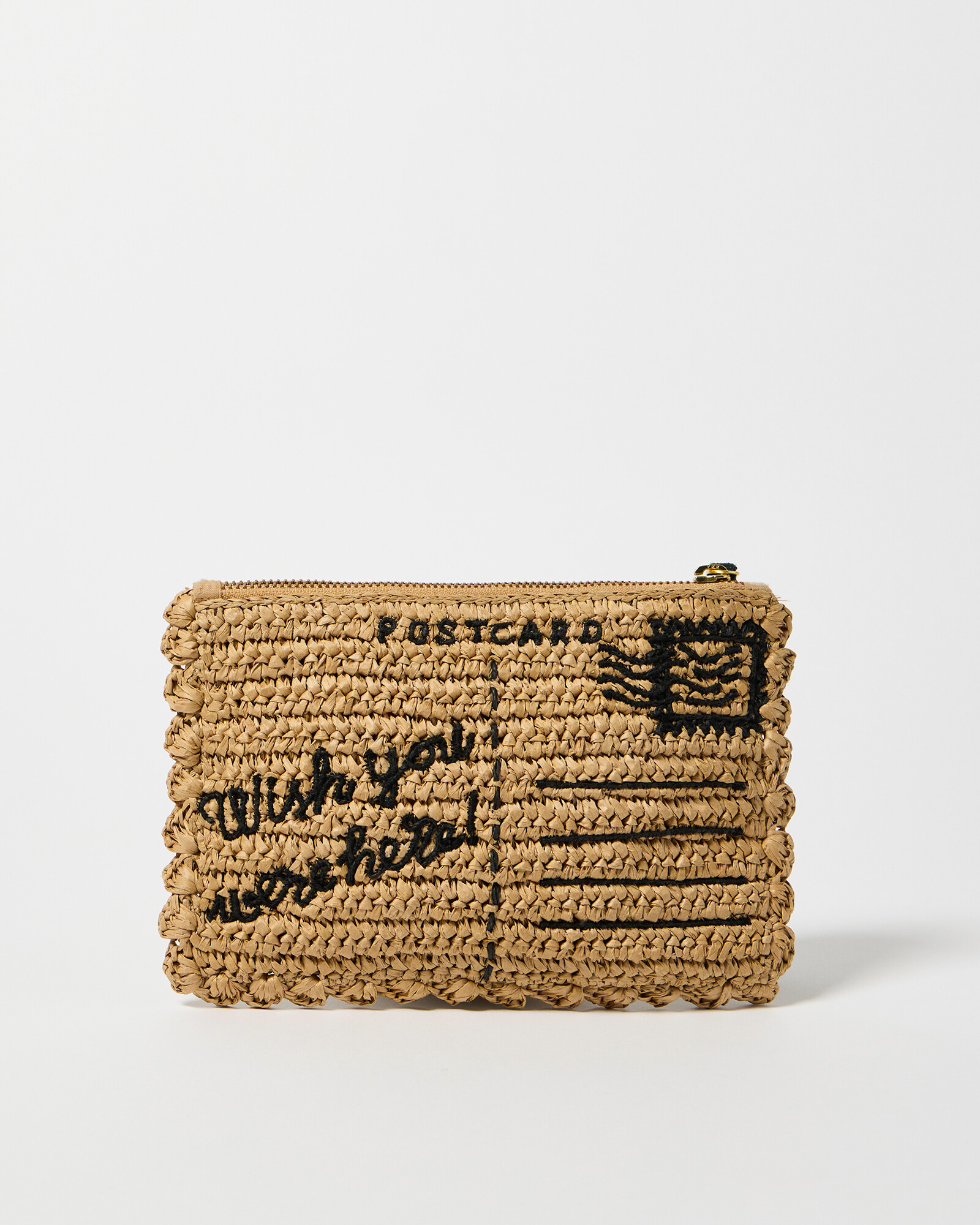 Postcard Crochet Raffia Clutch Bag | Oliver Bonas