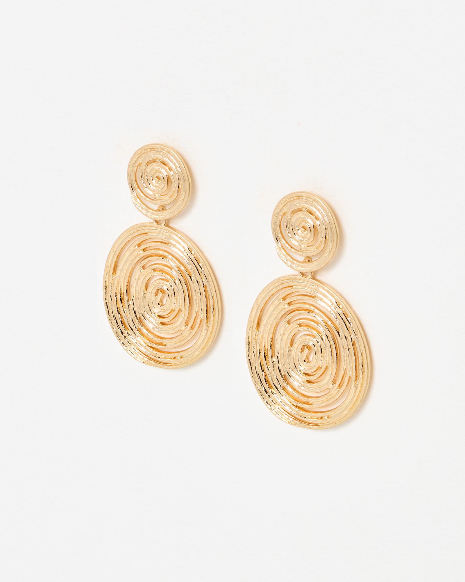 Esther Double Spiral Gold Tone Statement Earrings | Oliver Bonas