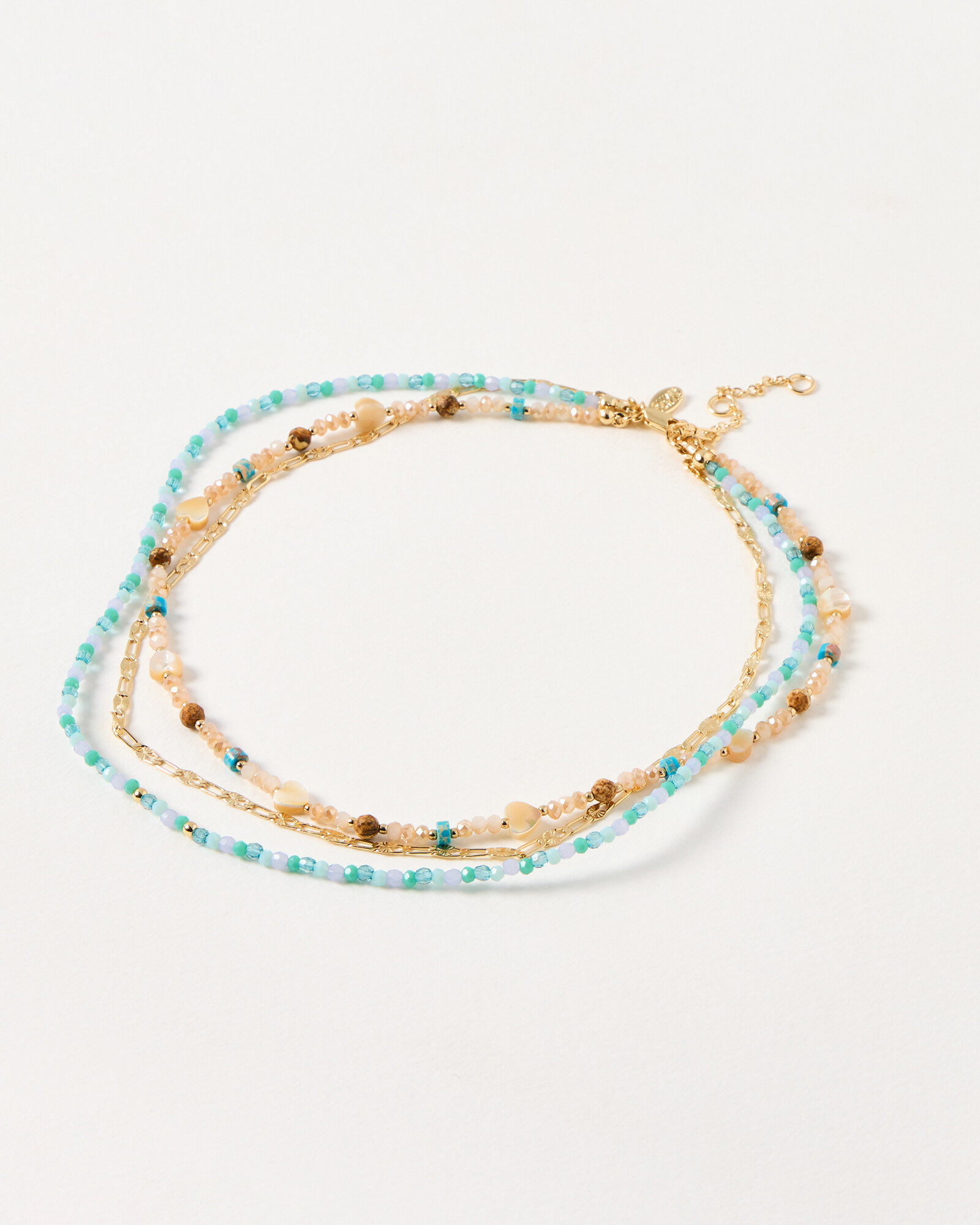 Ivory Blue Bead & Shell Layered Beaded Necklace | Oliver Bonas