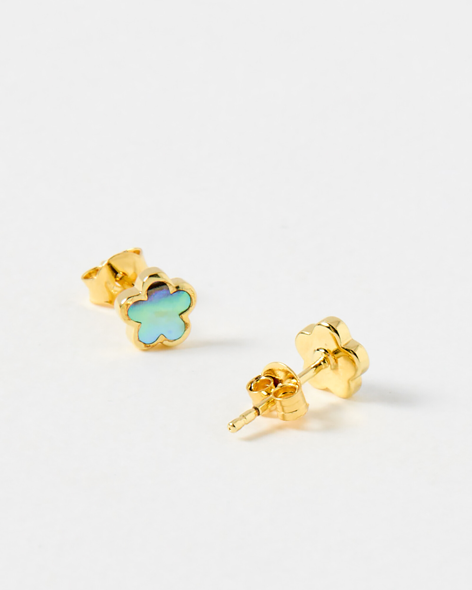 Cynthia Paua Shell Flower Gold Plated Stud Earrings | Oliver Bonas