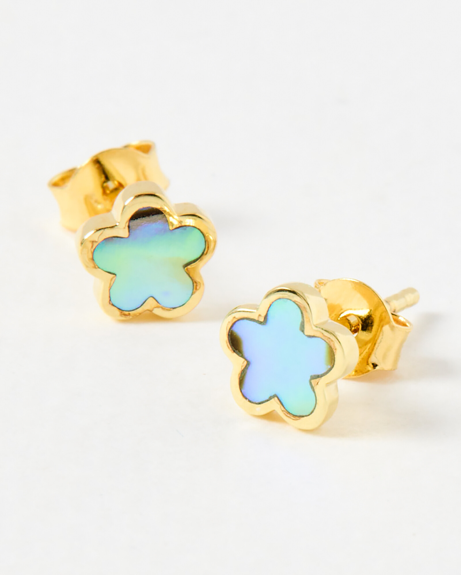 Cynthia Paua Shell Flower Gold Plated Stud Earrings | Oliver Bonas