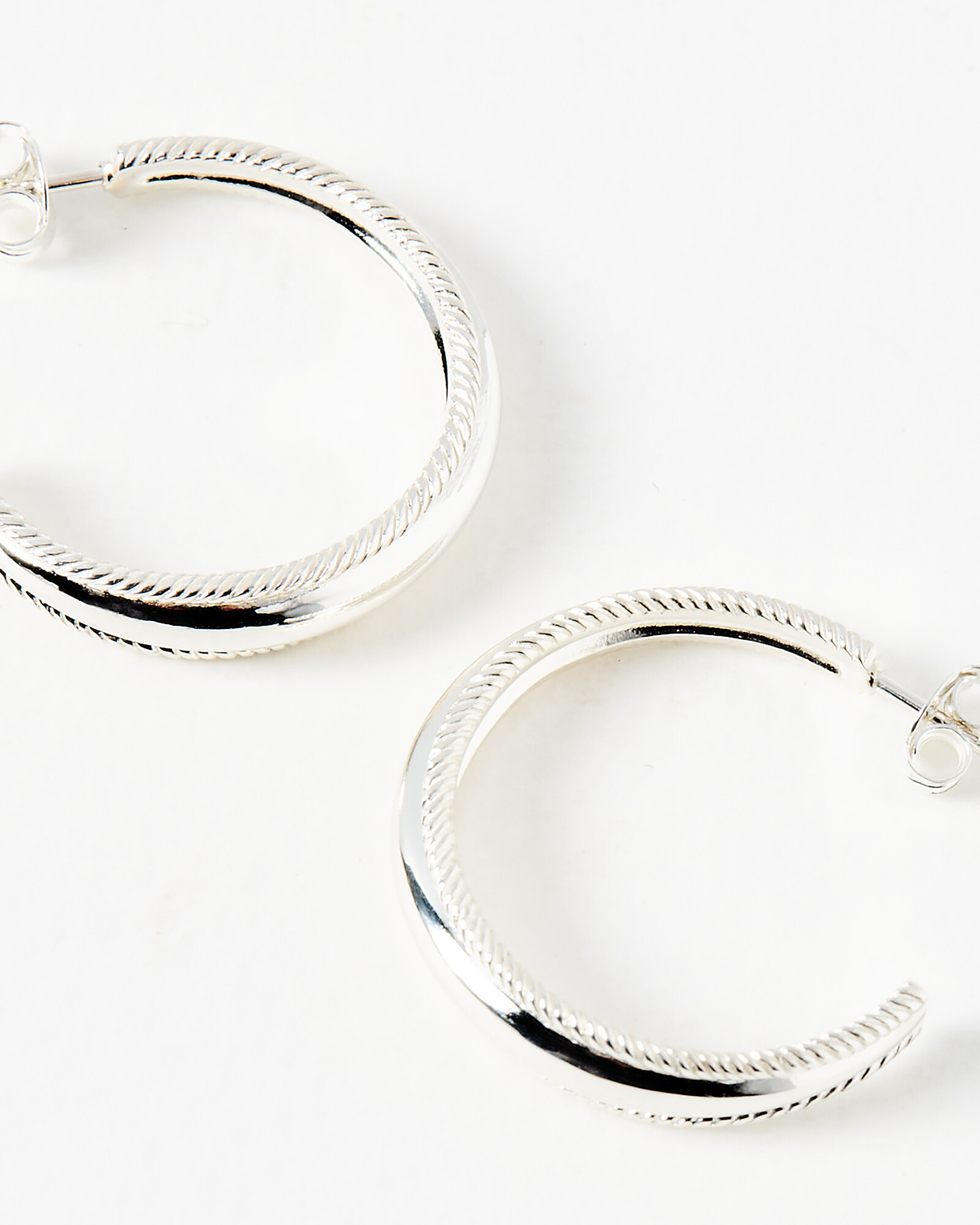 Tara Twisted Silver Hoop Earrings Large | Oliver Bonas