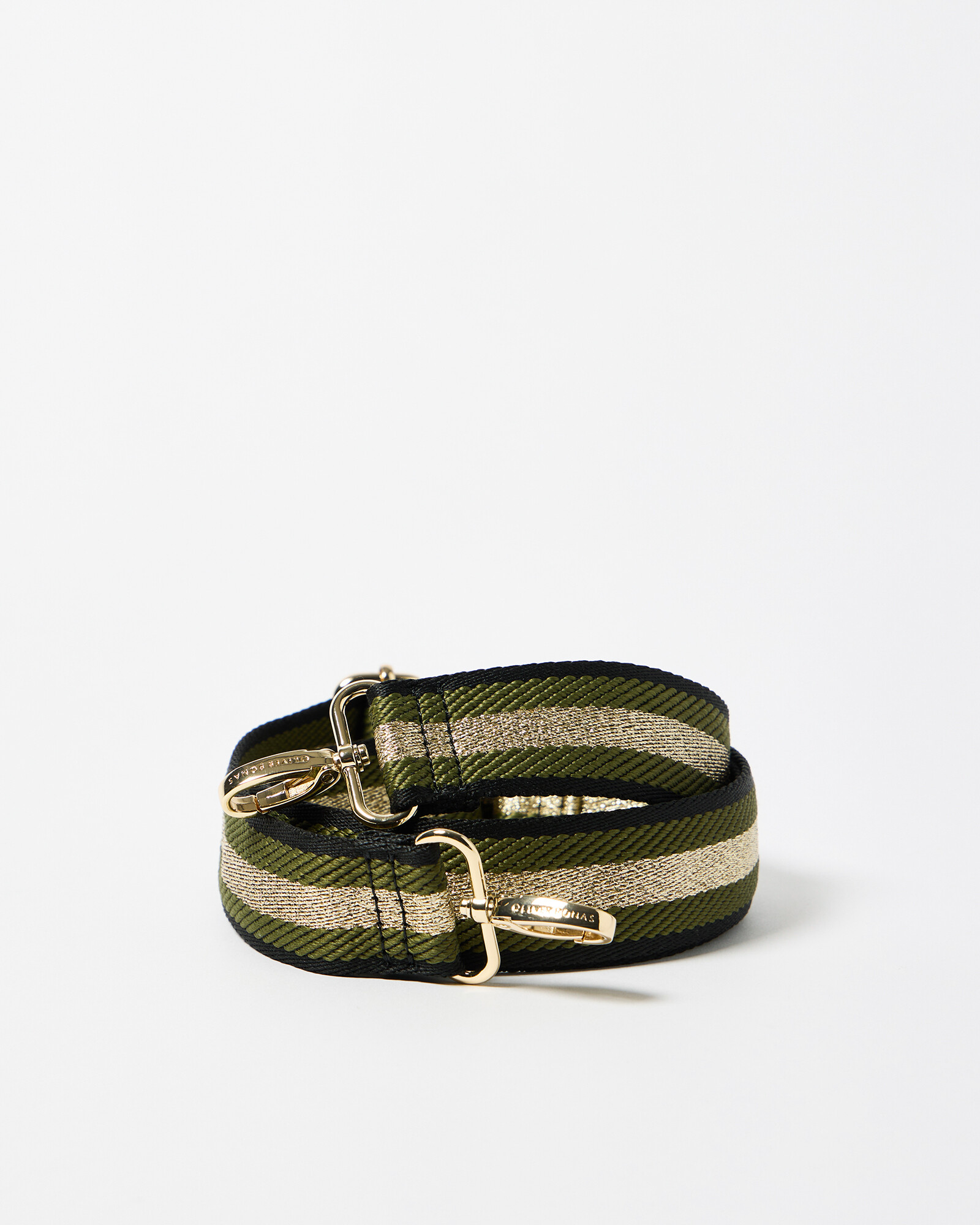 Stripe Green & Gold Crossbody Replacement Bag Strap | Oliver Bonas