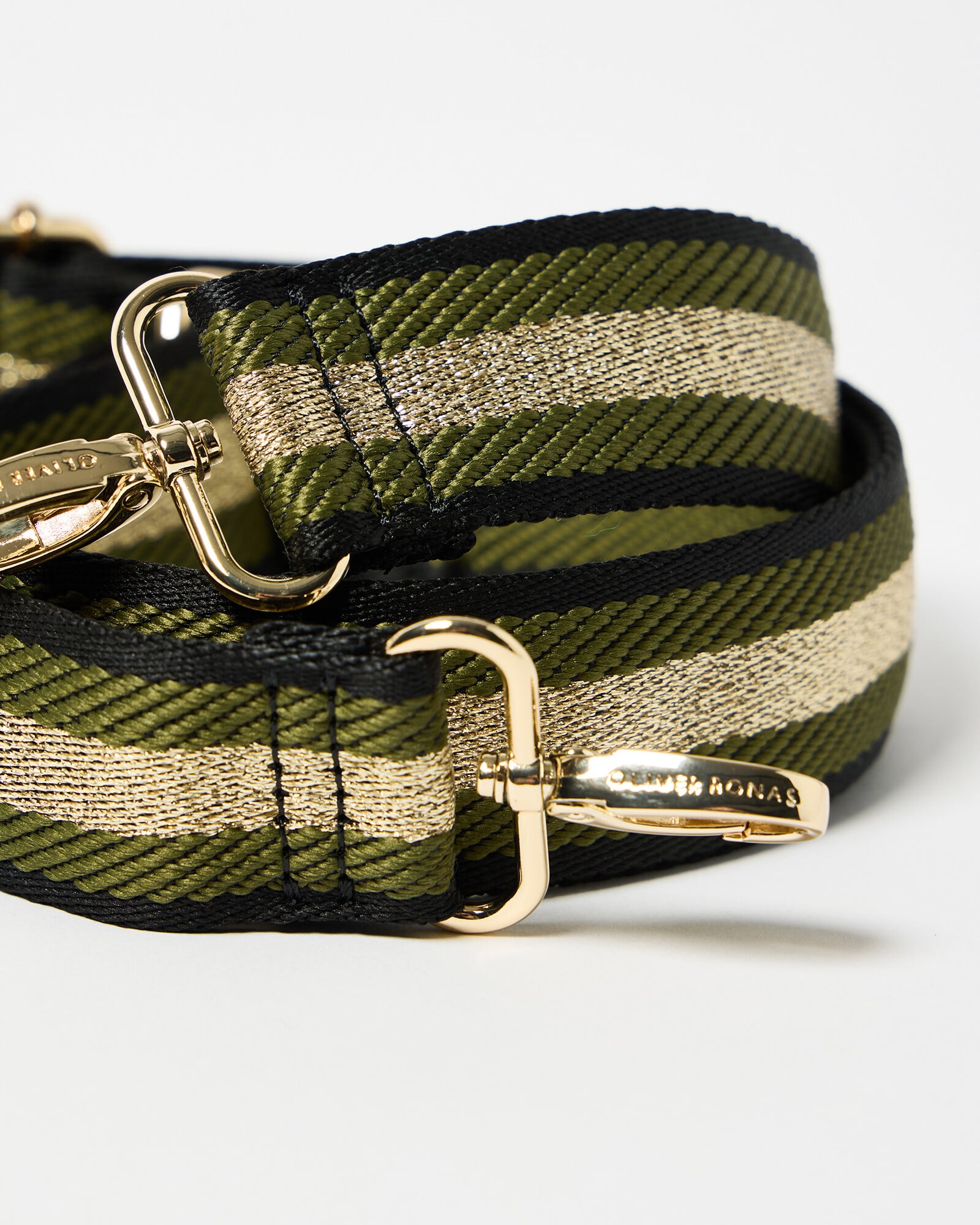 Stripe Green & Gold Crossbody Replacement Bag Strap | Oliver Bonas