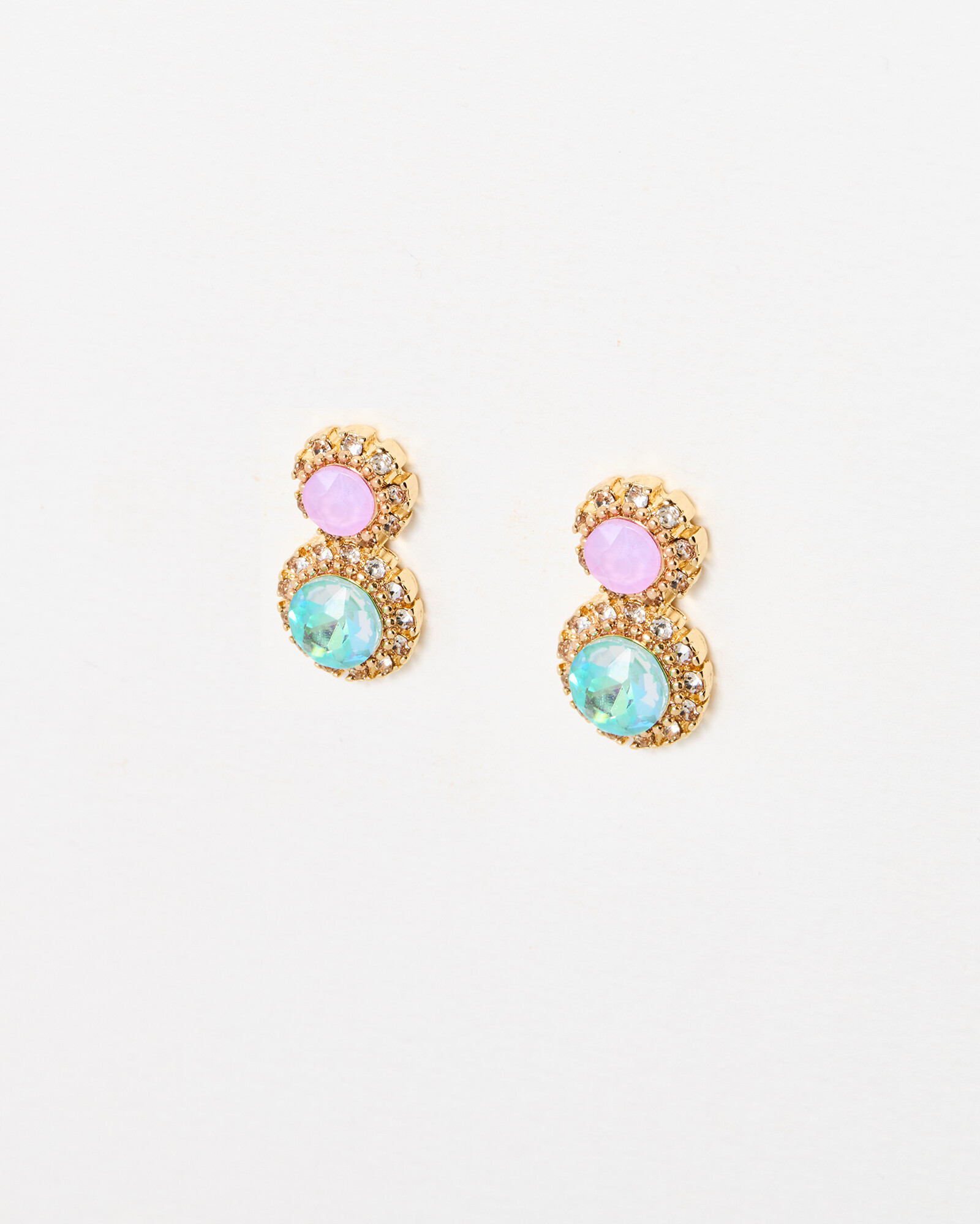 Neve Pink & Blue Stone Tiered Statement Earrings | Oliver Bonas
