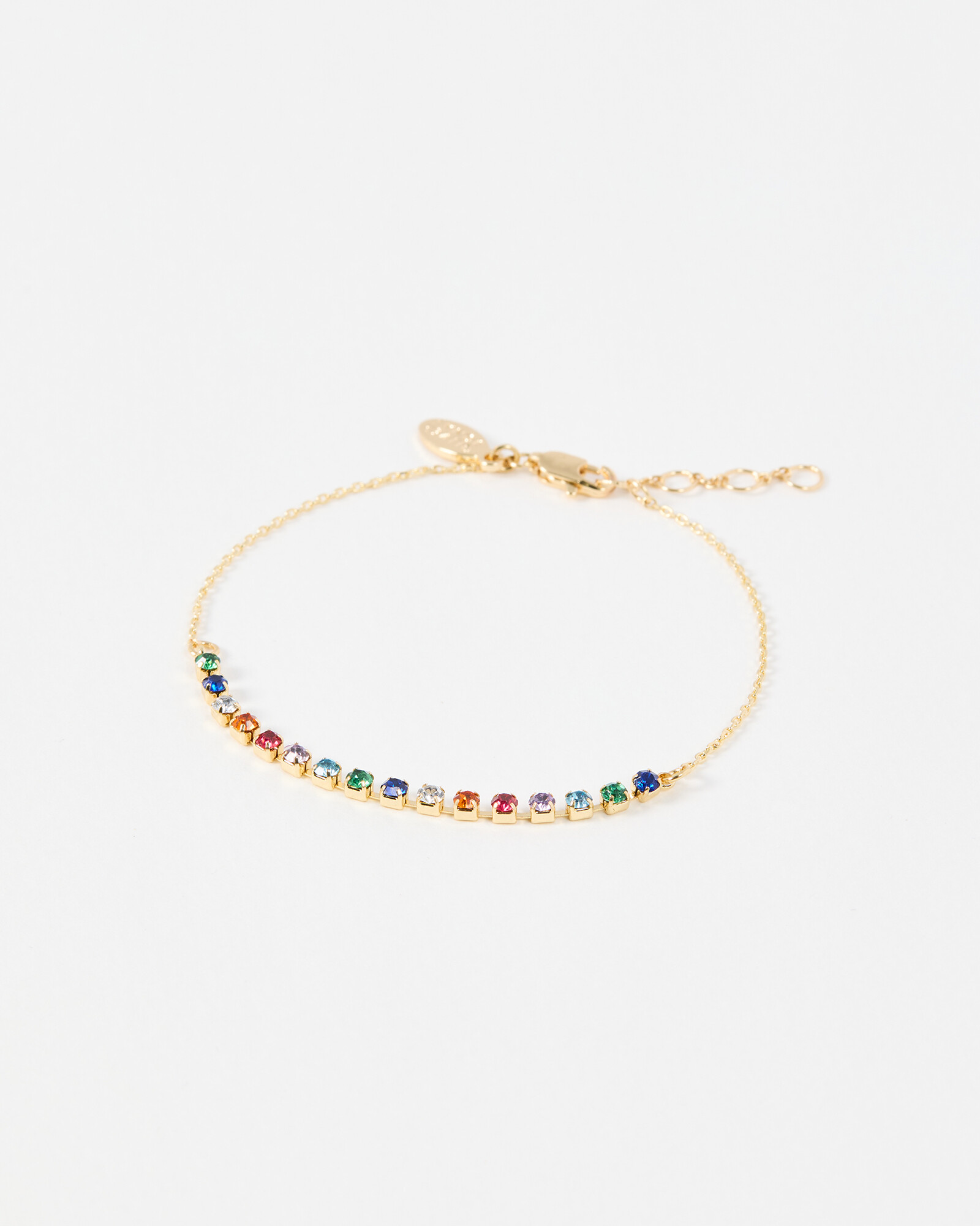 Lottie Rainbow Stone Gold Tone Chain Bracelet | Oliver Bonas