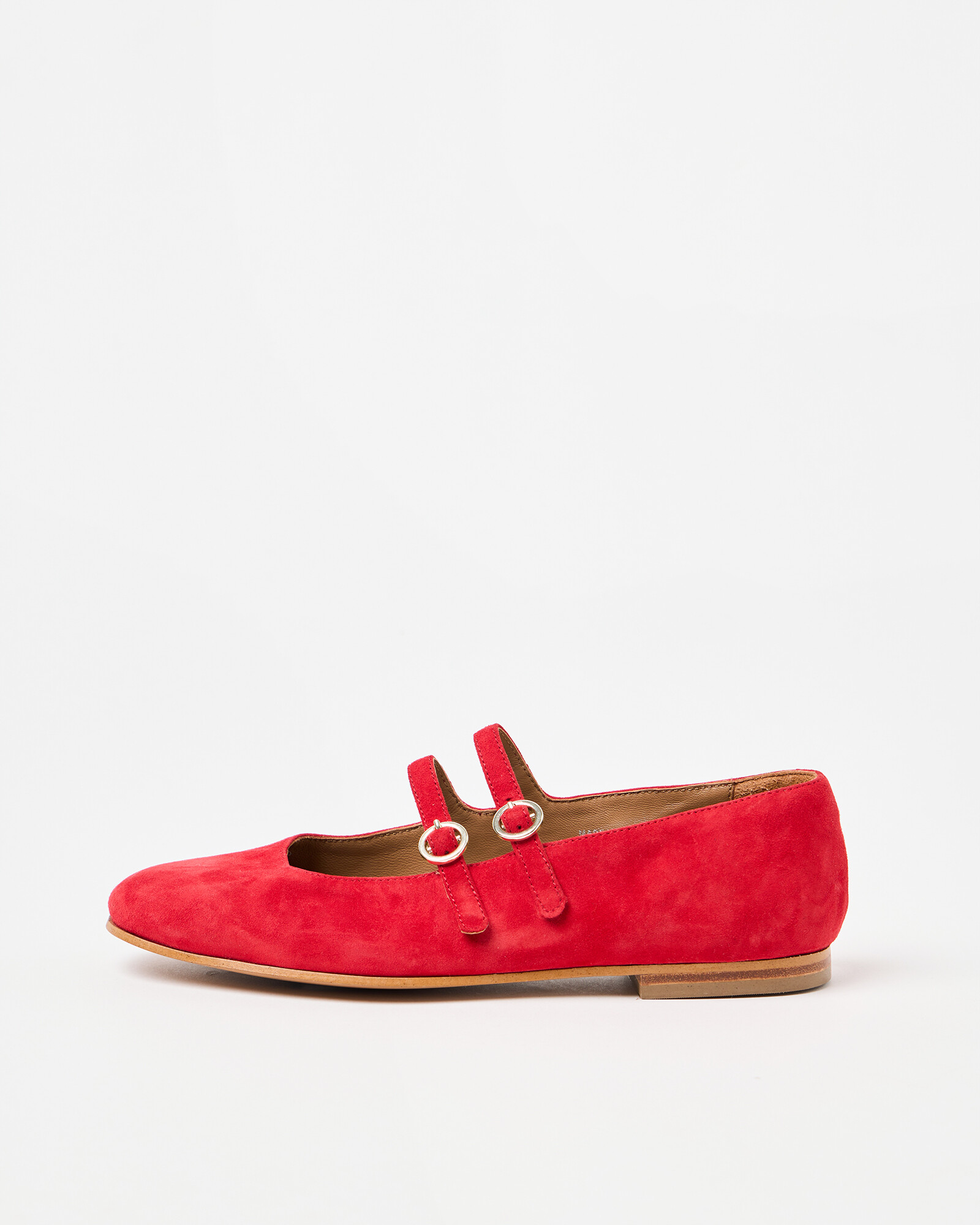 Red Suede Double Buckle Mary Janes | Oliver Bonas