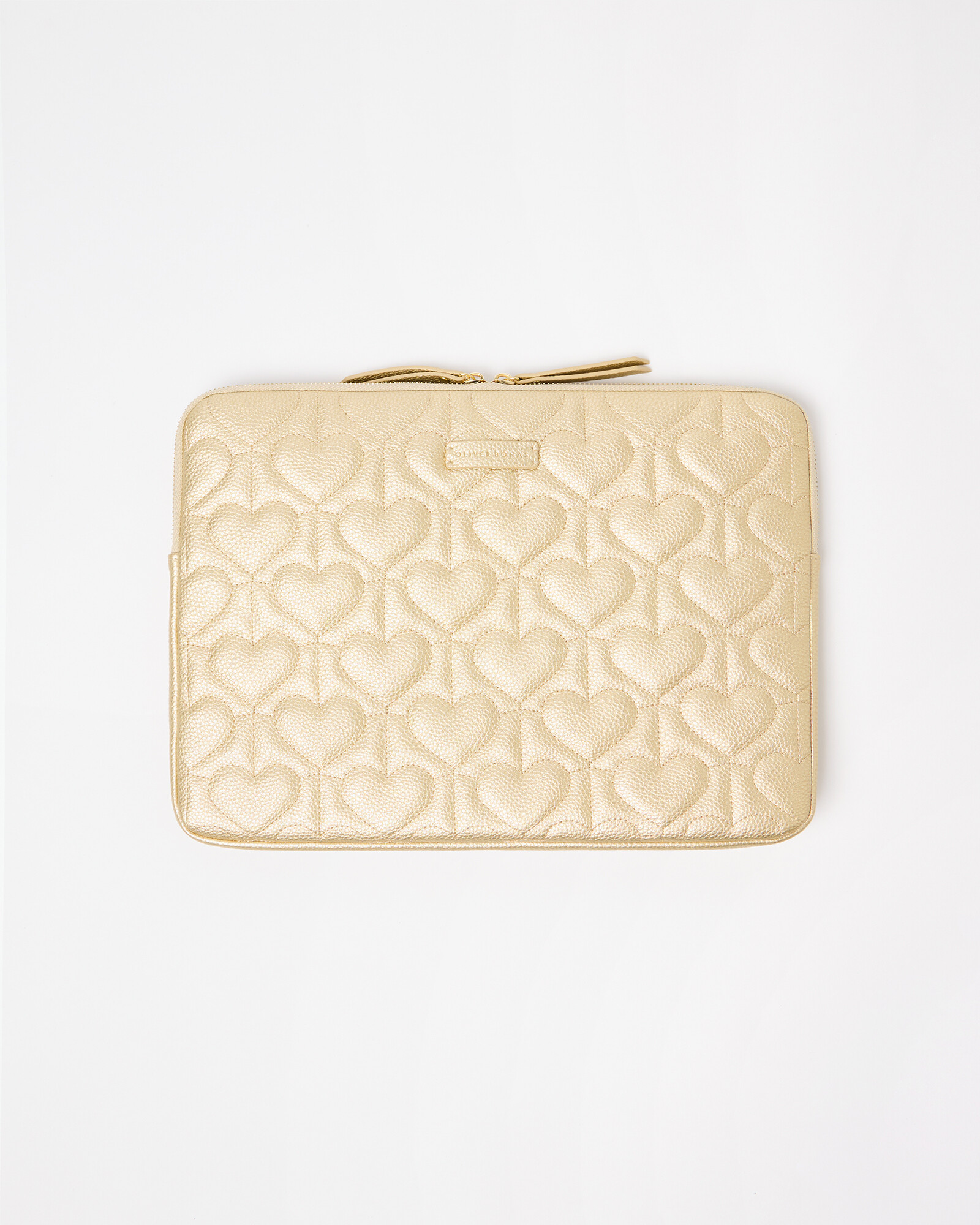 Embroidered Heart Gold Laptop Case | Oliver Bonas