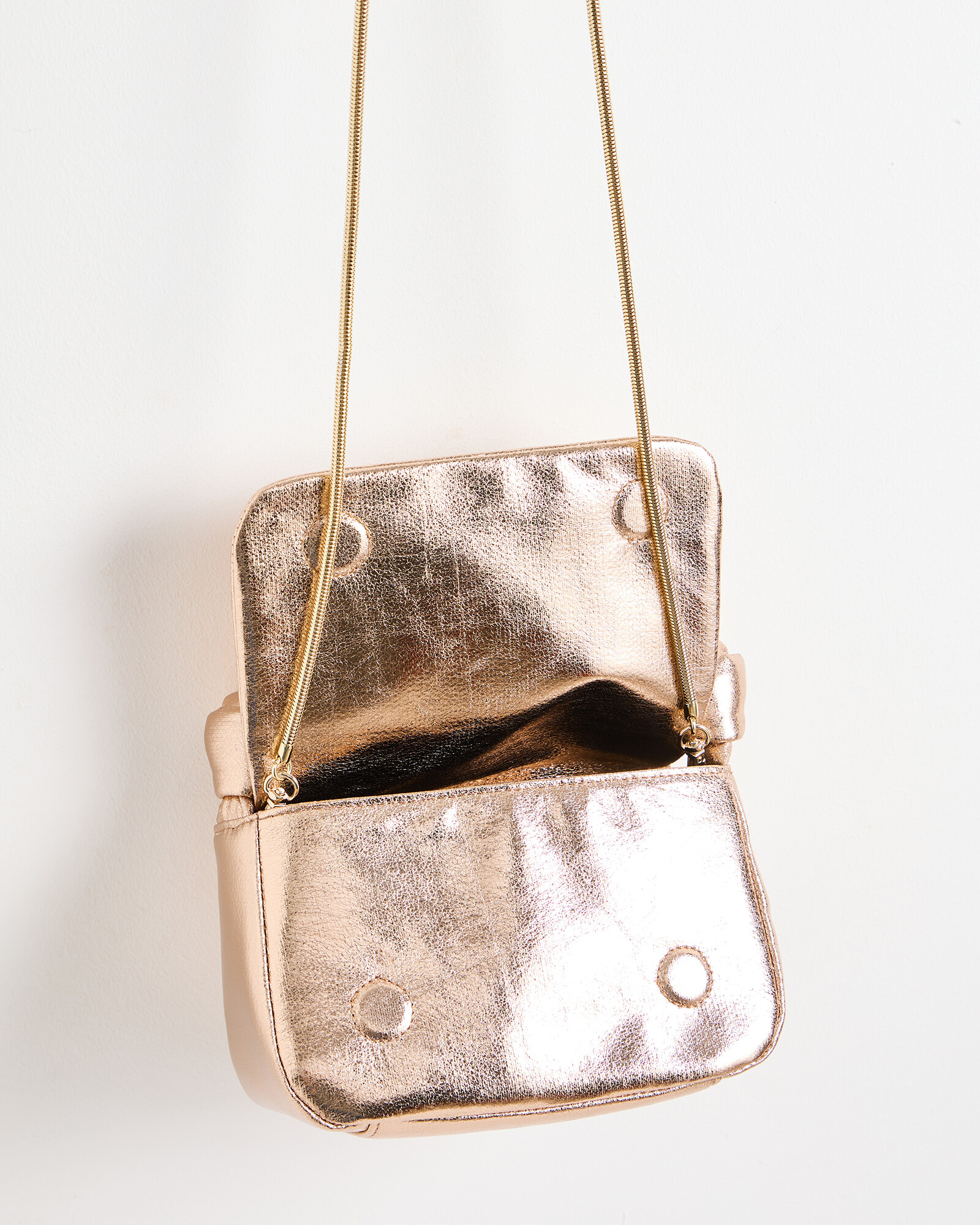 Viv Rose Gold Metallic Clutch Bag | Oliver Bonas