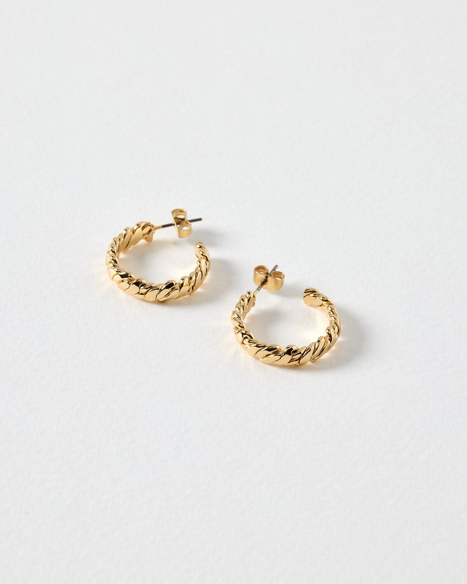 Dovie Twisted Gold Tone Hoop Earrings | Oliver Bonas