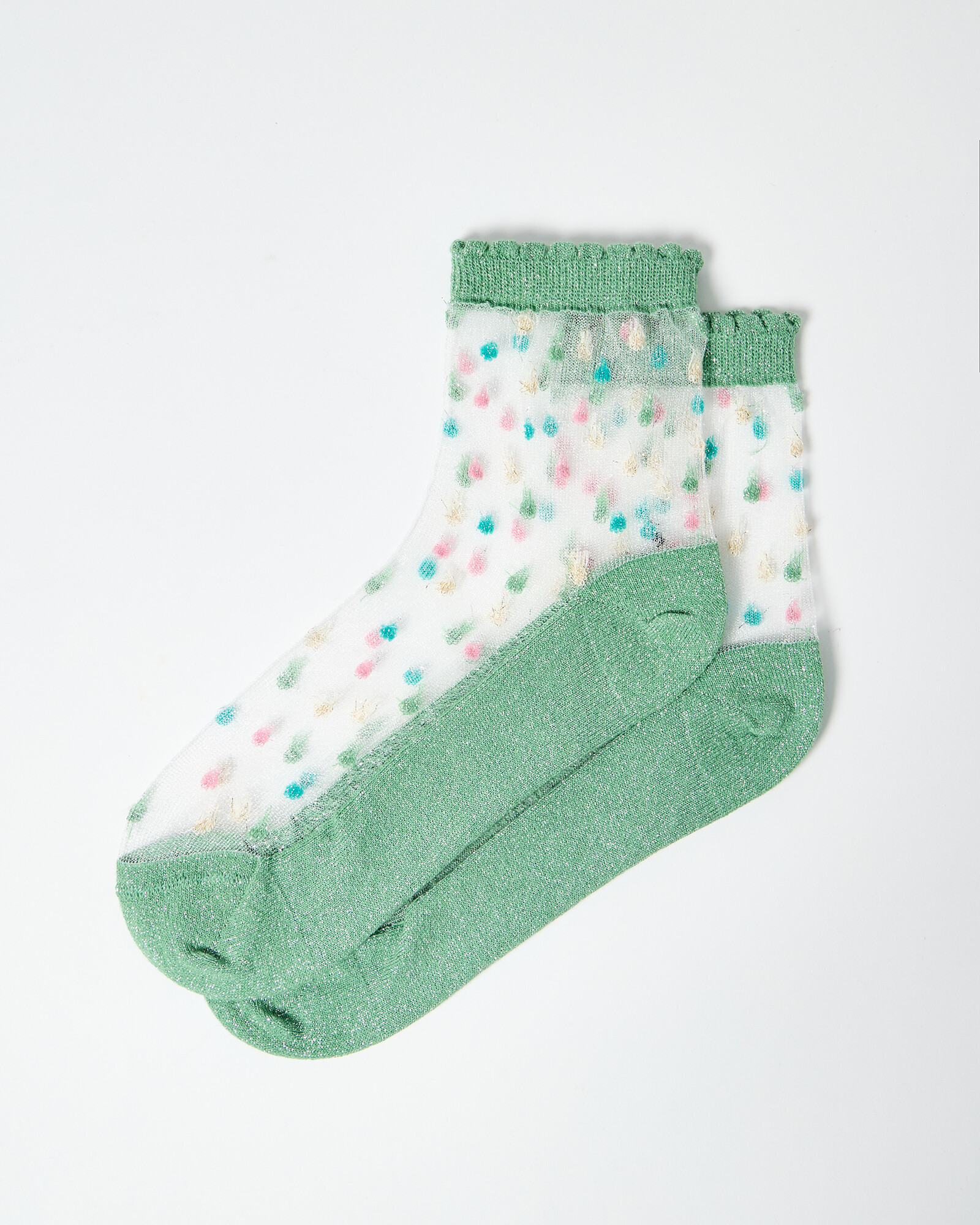 Sheer Confetti Green Ankle Socks | Oliver Bonas