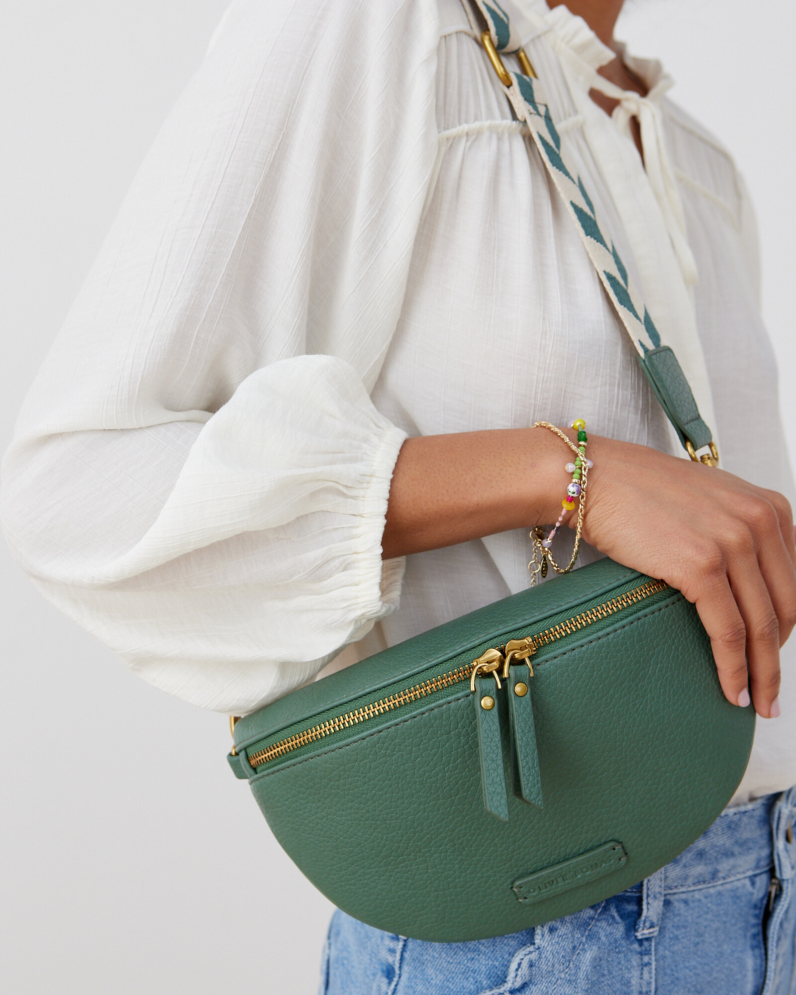 Becca Green Chevron Crossbody Belt Bag | Oliver Bonas