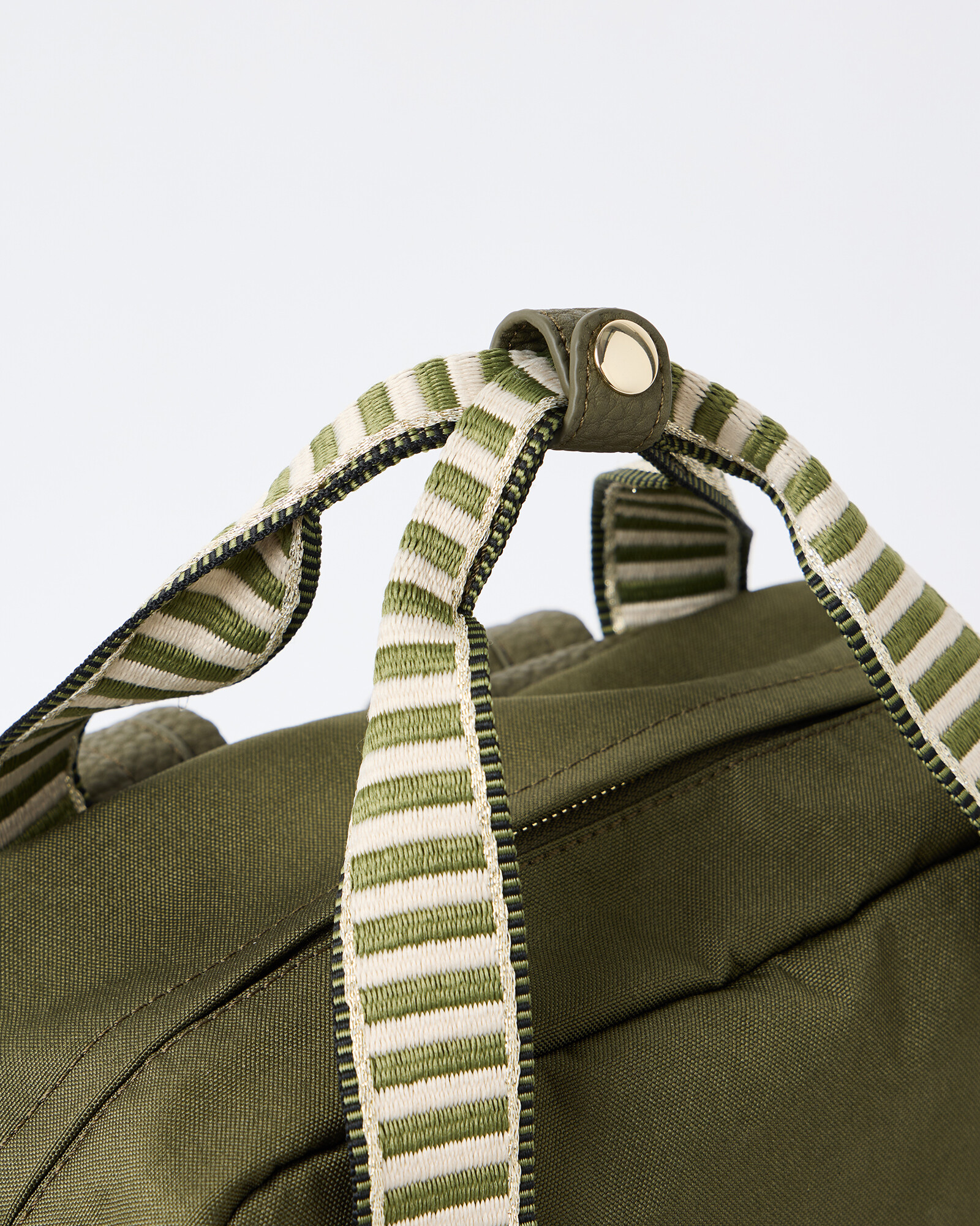 Khaki Green Geometric Strap Multi Pocket Backpack | Oliver Bonas