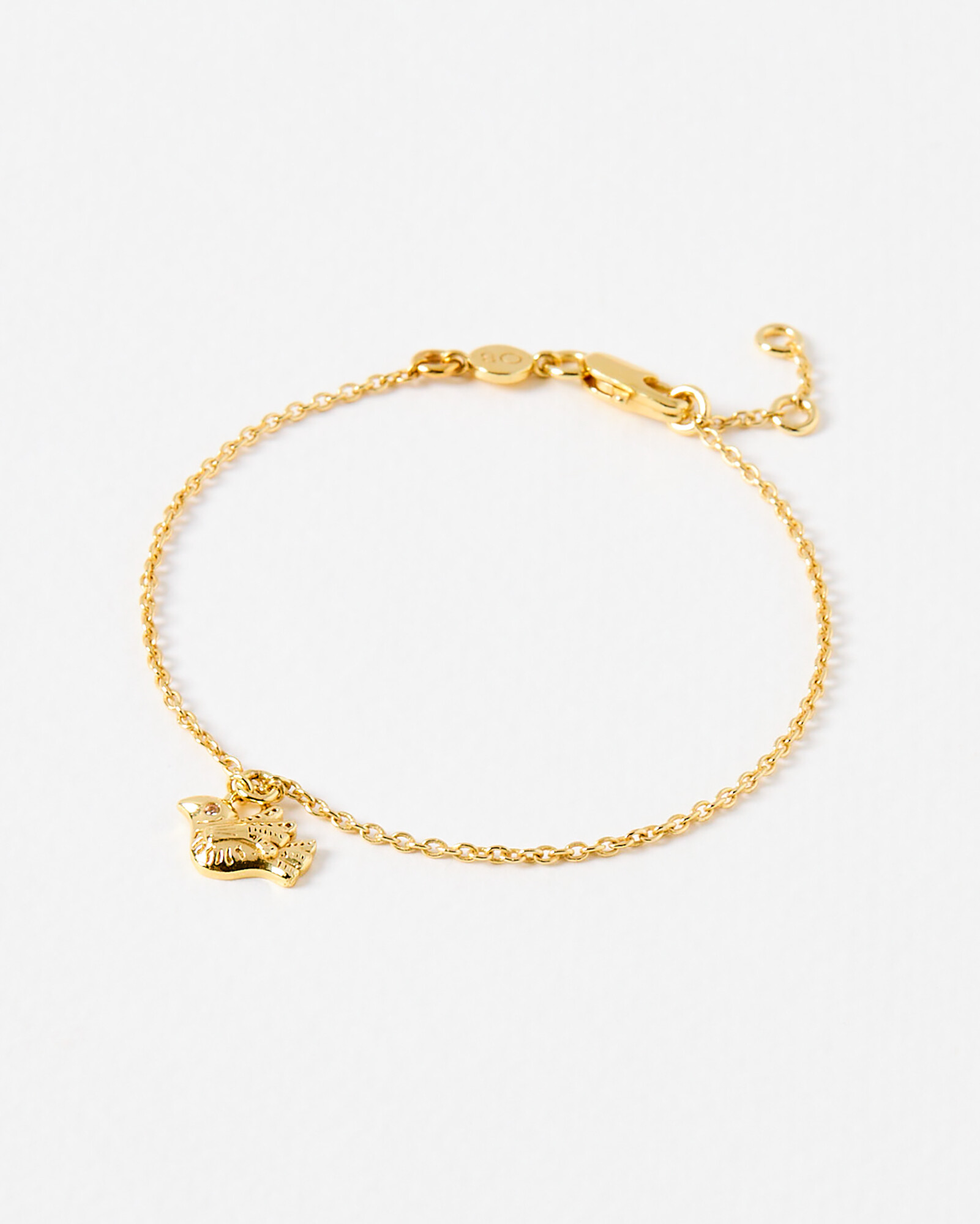 Wren Flying Bird Charm Gold Plated Chain Bracelet | Oliver Bonas