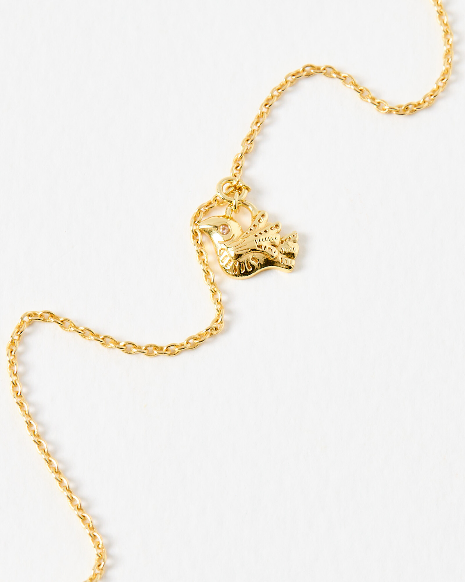 Wren Flying Bird Charm Gold Plated Chain Bracelet | Oliver Bonas