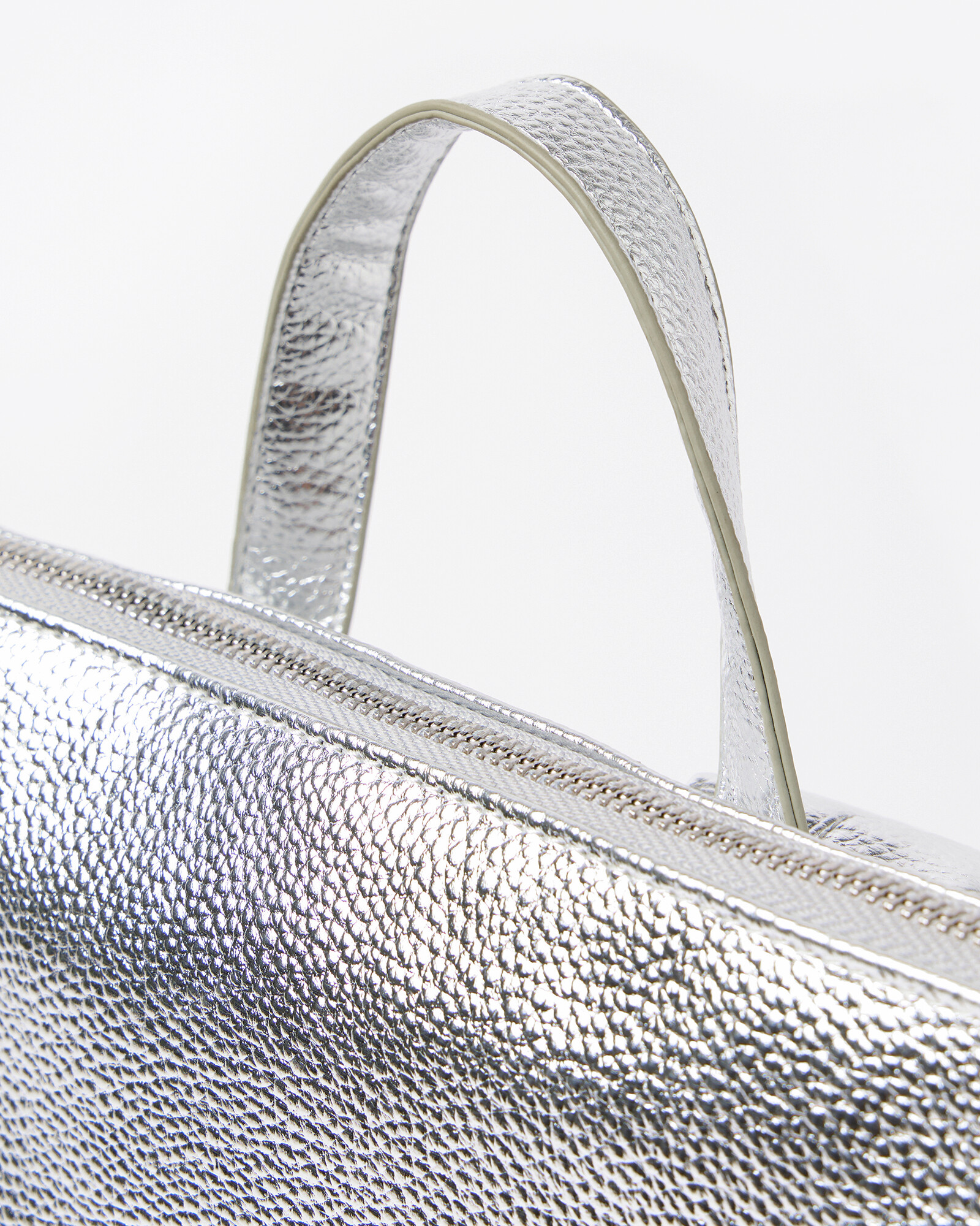 Anie Silver Metallic Medium Multi Pocket Backpack | Oliver Bonas
