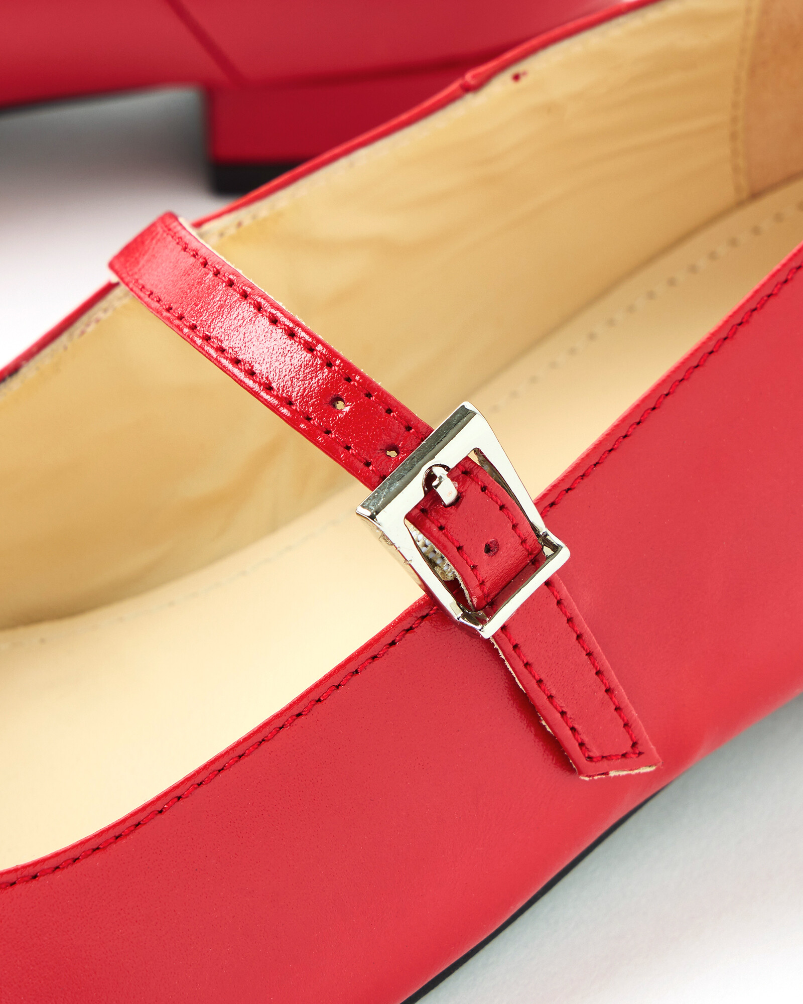 Alohas Por Do Red Leather Mary Jane Ballet Flats | Oliver Bonas
