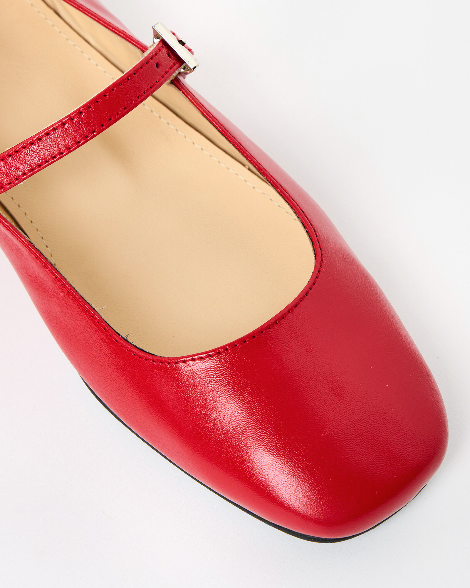 Alohas Por Do Red Leather Mary Jane Ballet Flats | Oliver Bonas