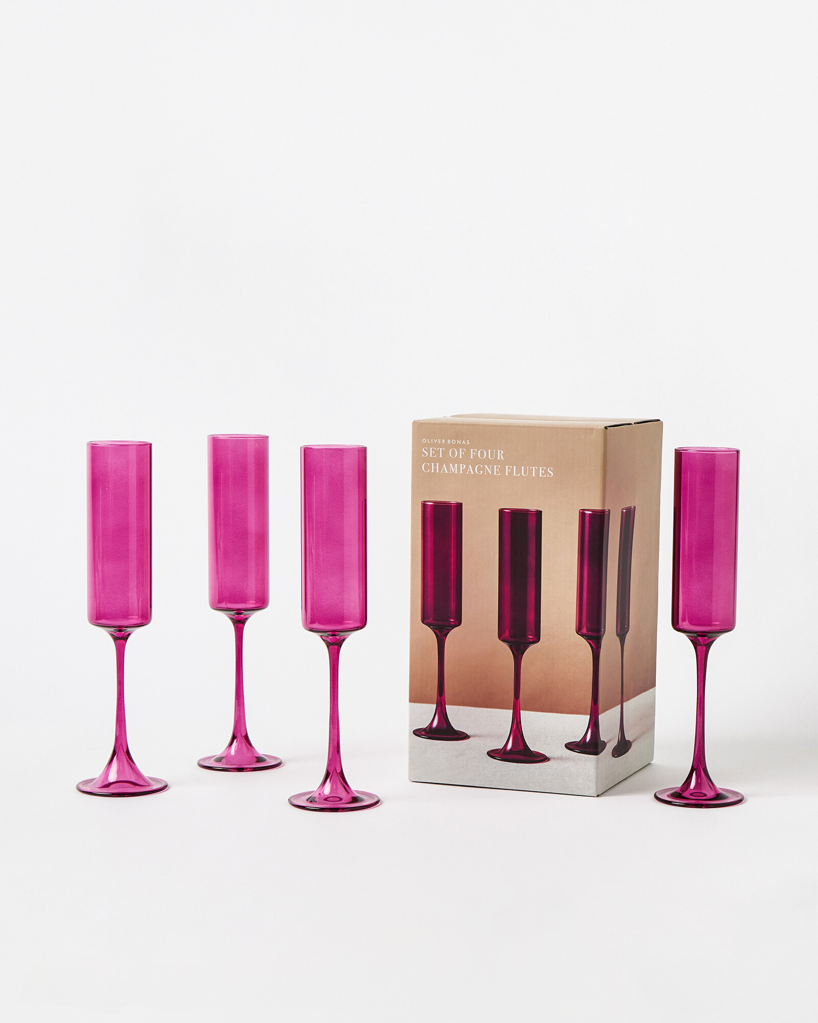 Bibi Berry Glass Champagne Flutes Set of Four | Oliver Bonas