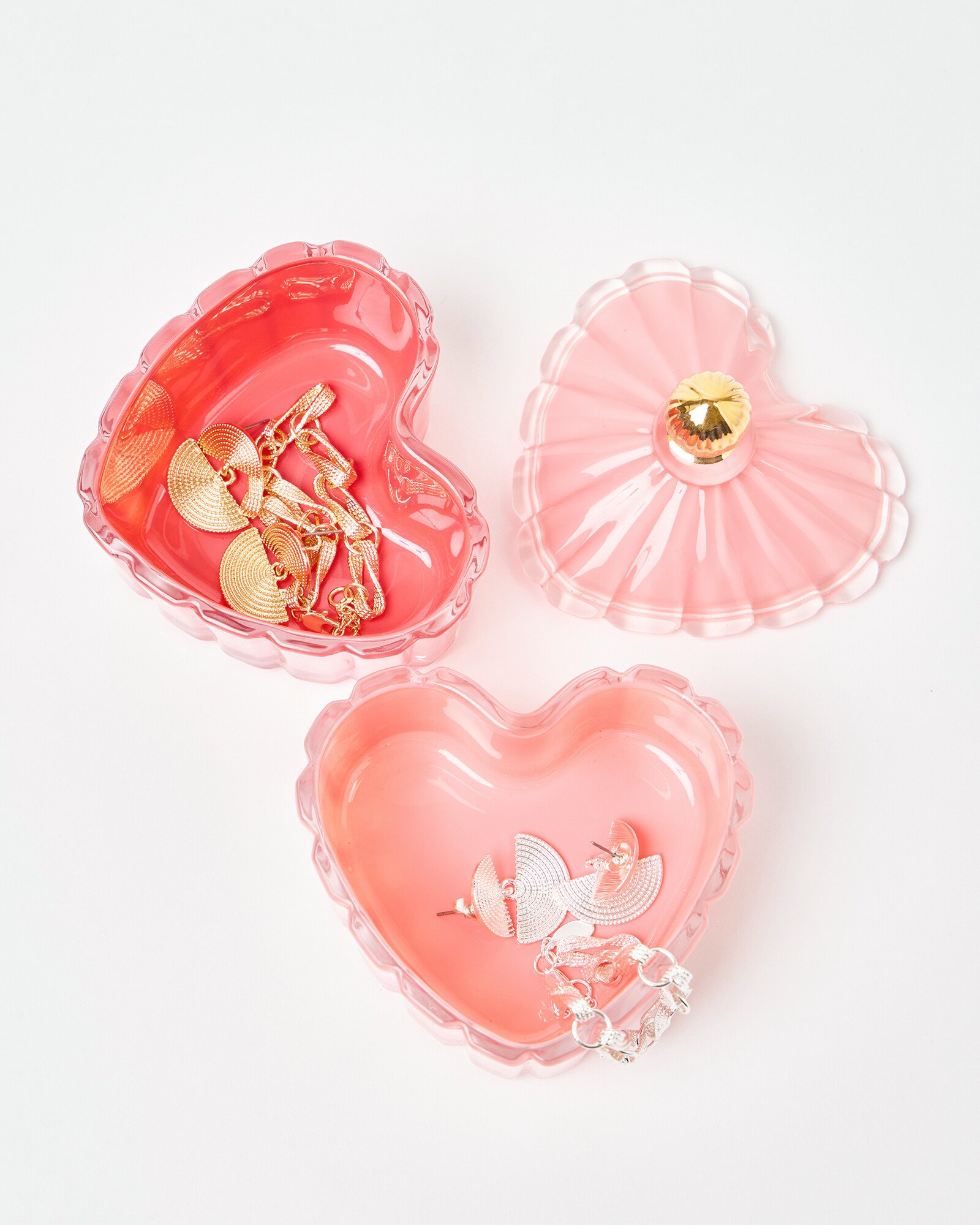 Pink Heart Glass Stacking Trinket Pot | Oliver Bonas
