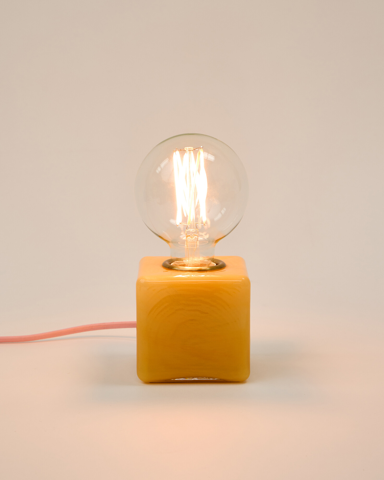 Alina Yellow Glass Square Desk & Table Lamp Base | Oliver Bonas