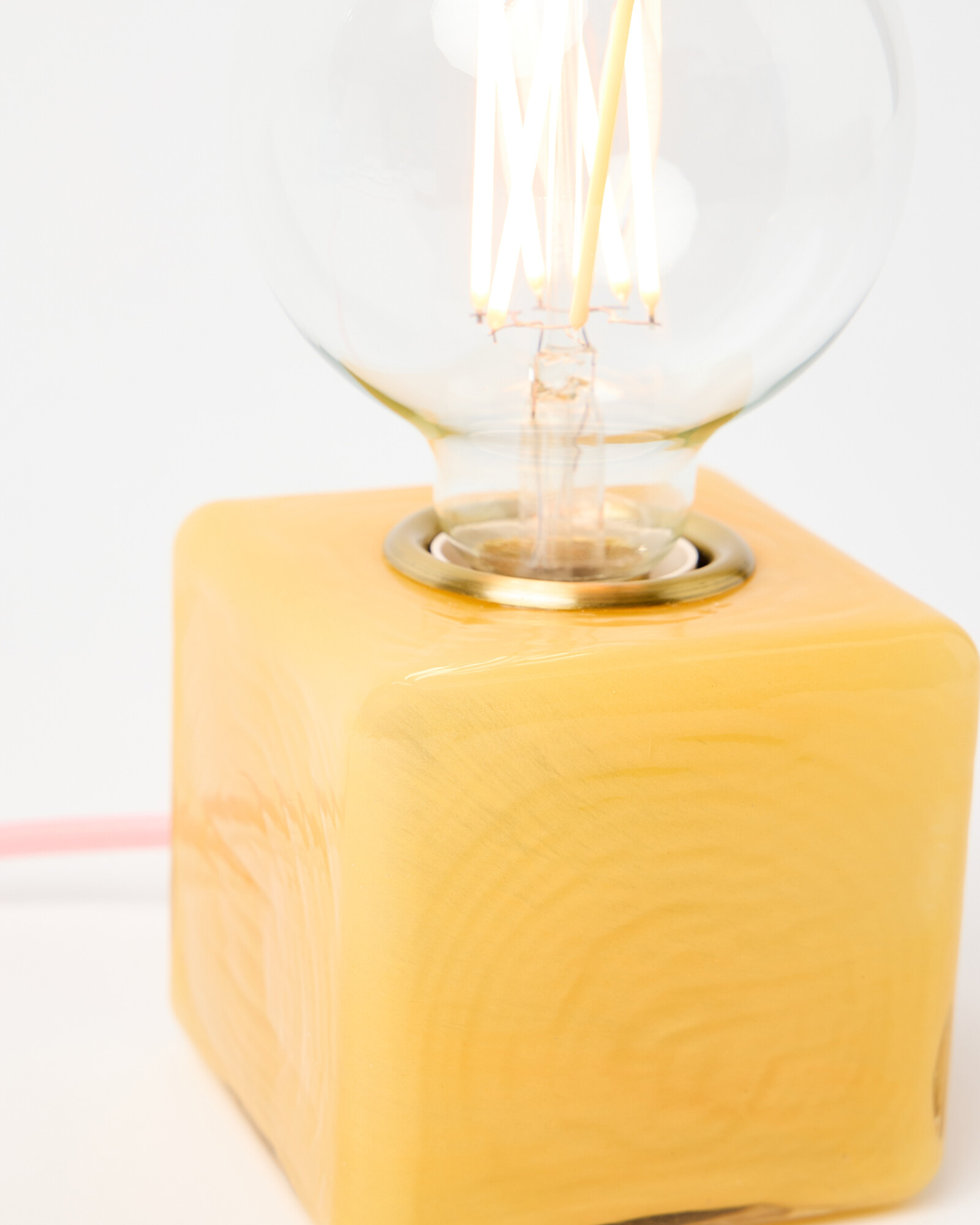 Alina Yellow Glass Square Desk & Table Lamp Base | Oliver Bonas