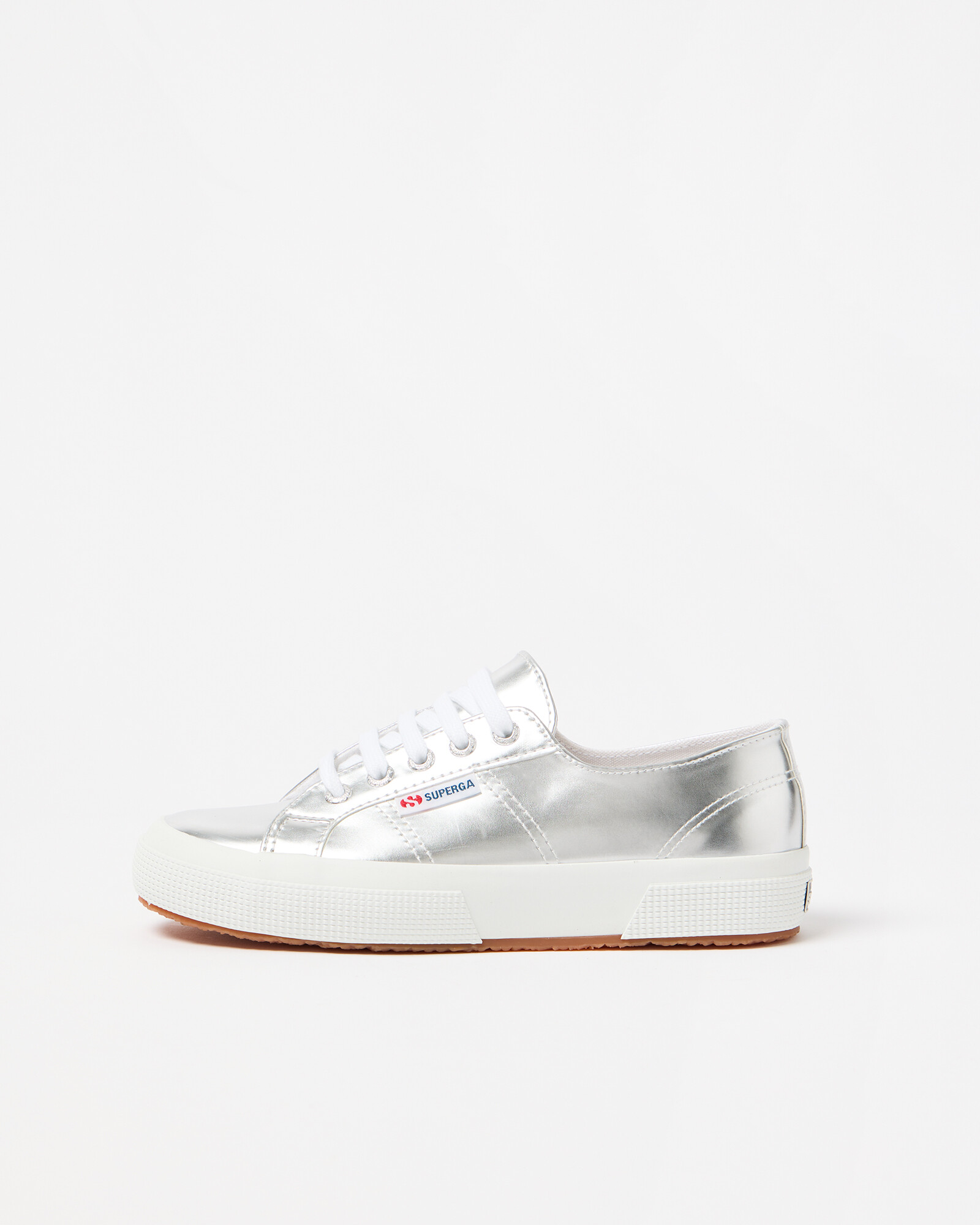 Superga 2750 Faux Leather Silver Trainers | Oliver Bonas