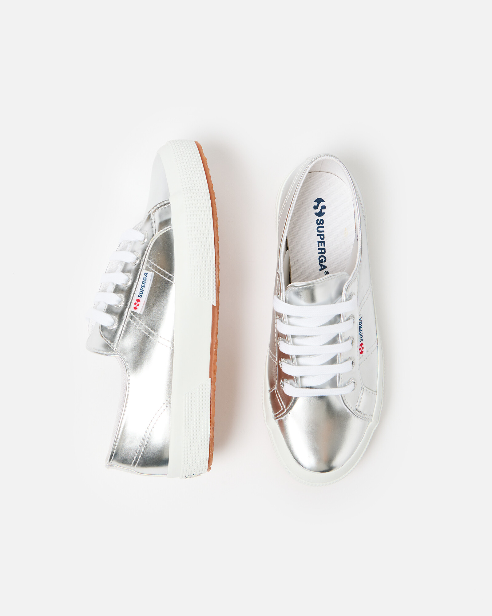 Superga 2750 Faux Leather Silver Trainers | Oliver Bonas