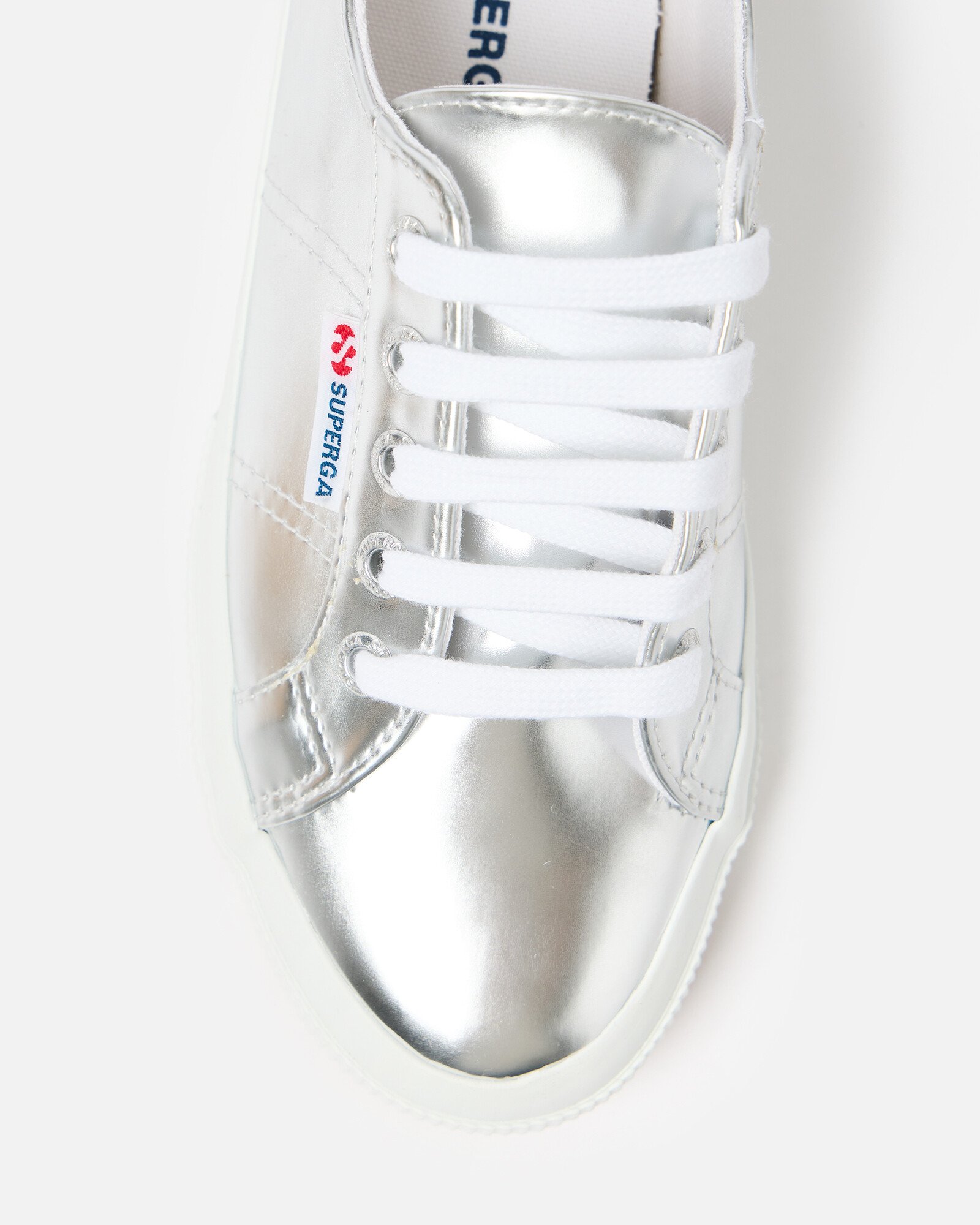 Superga 2750 Faux Leather Silver Trainers | Oliver Bonas