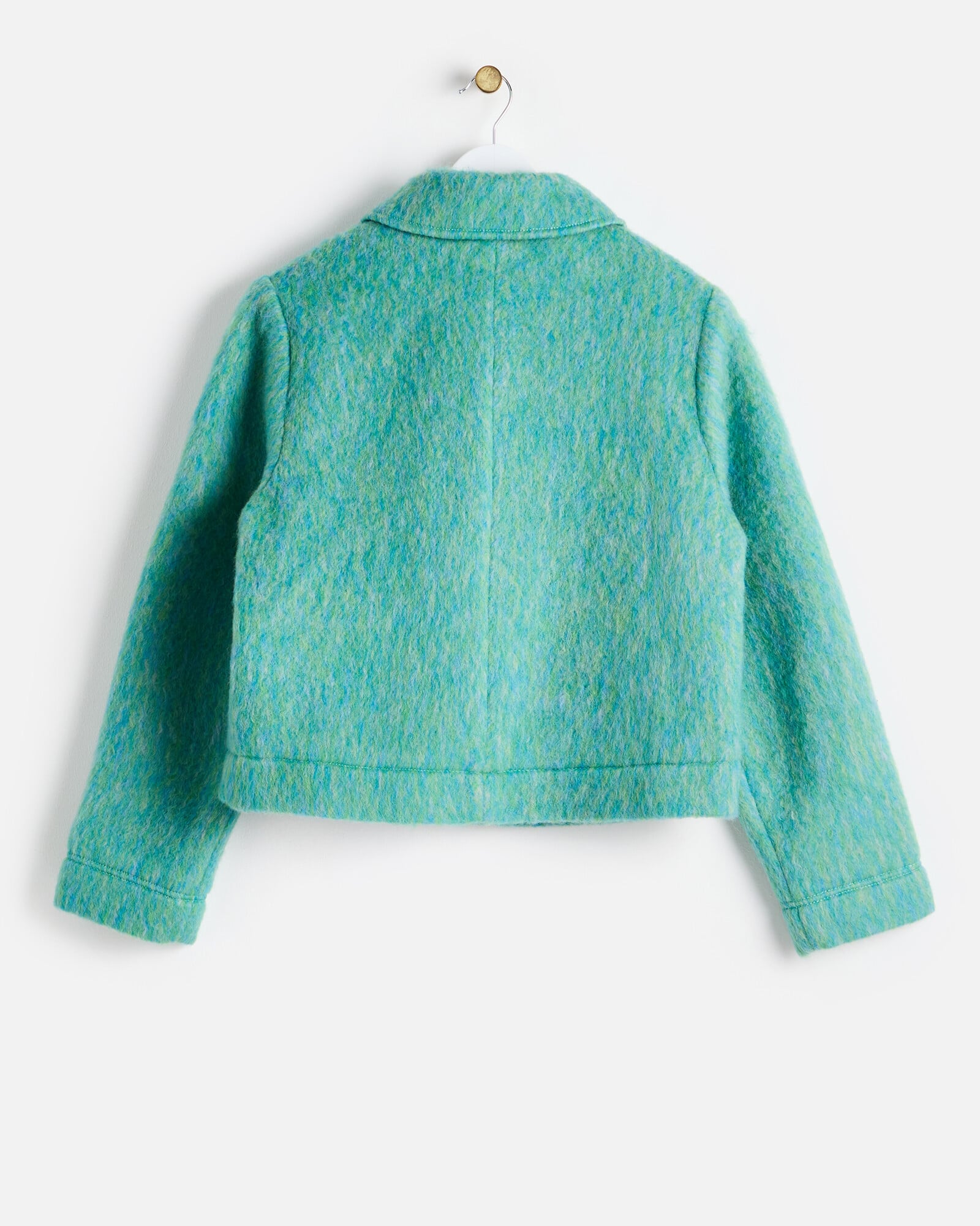 Green Wool Blend Collared Zip Up Jacket | Oliver Bonas