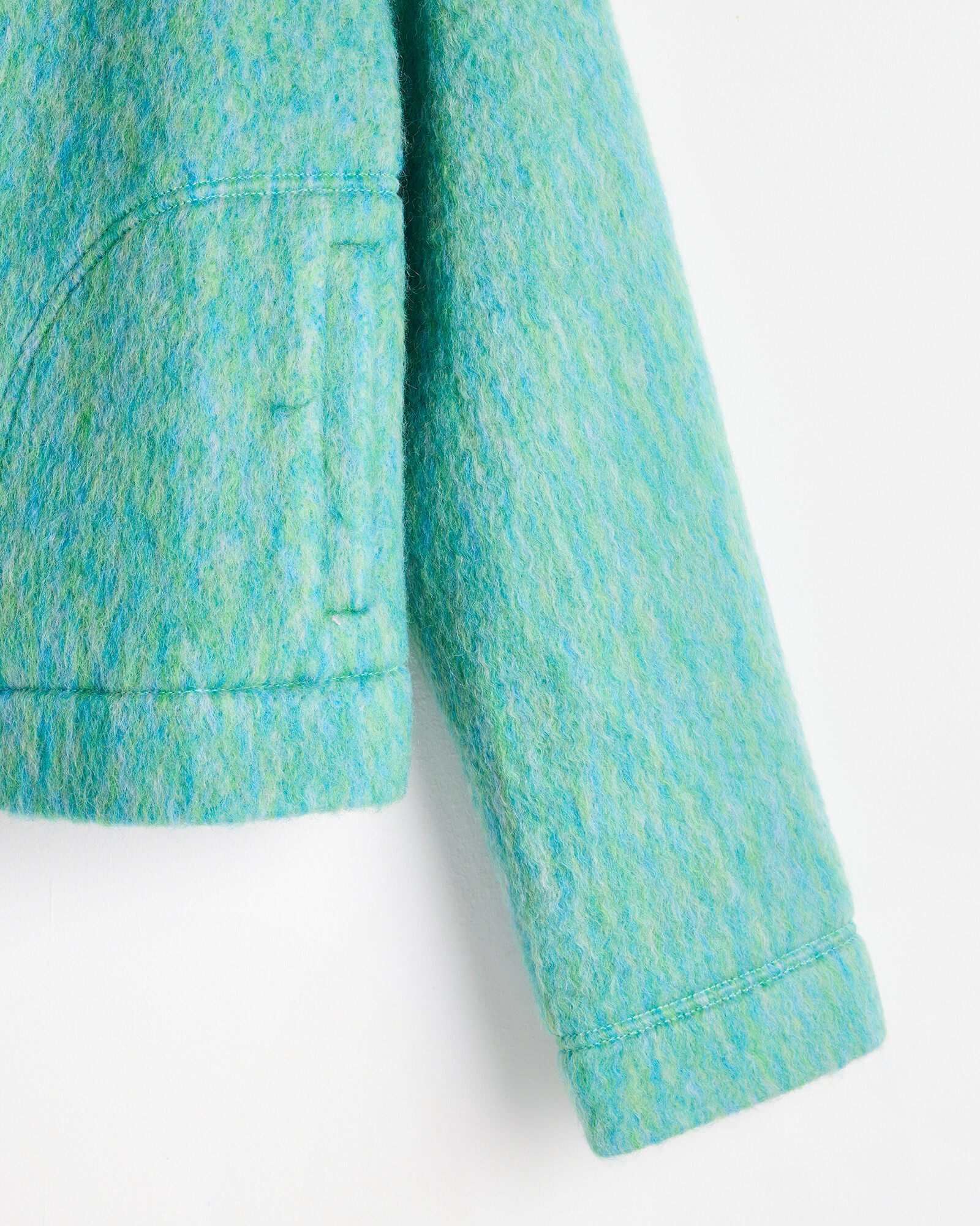 Green Wool Blend Collared Zip Up Jacket | Oliver Bonas