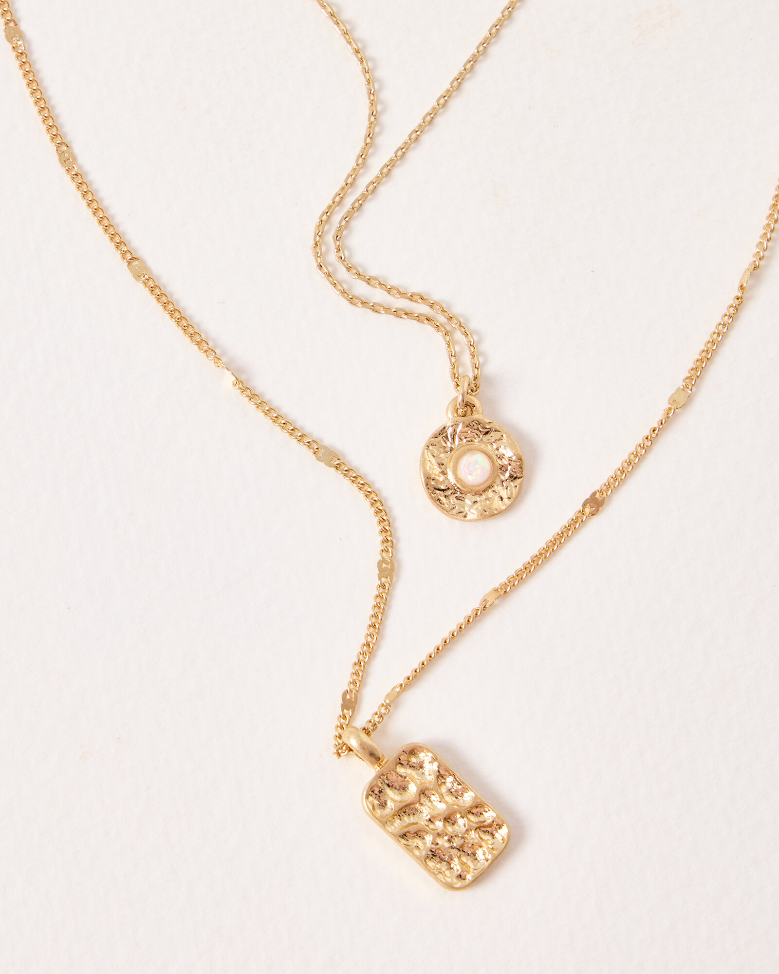 Claire Molten Charm Gold Tone Layered Pendant Necklace | Oliver Bonas
