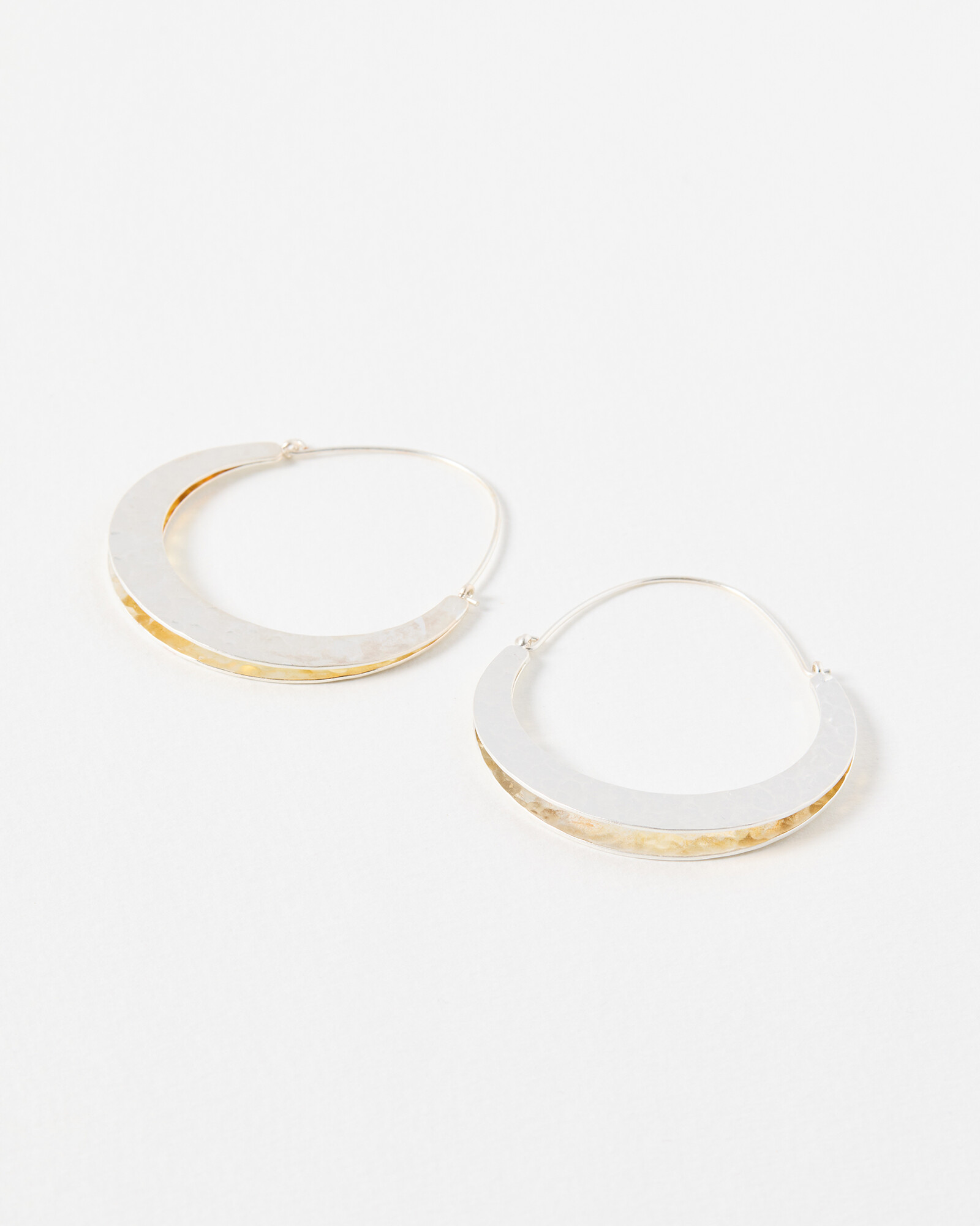 Madsen Hammered Silver Tone Statement Hoop Earrings | Oliver Bonas