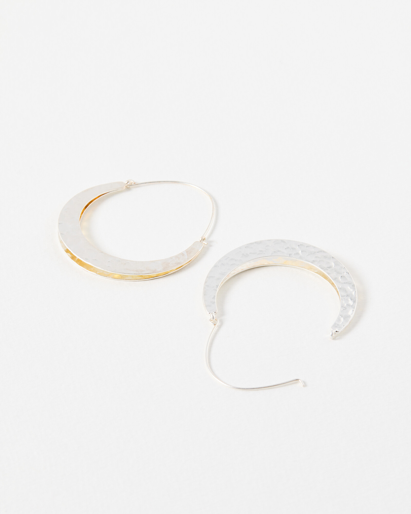 Madsen Hammered Silver Tone Statement Hoop Earrings | Oliver Bonas