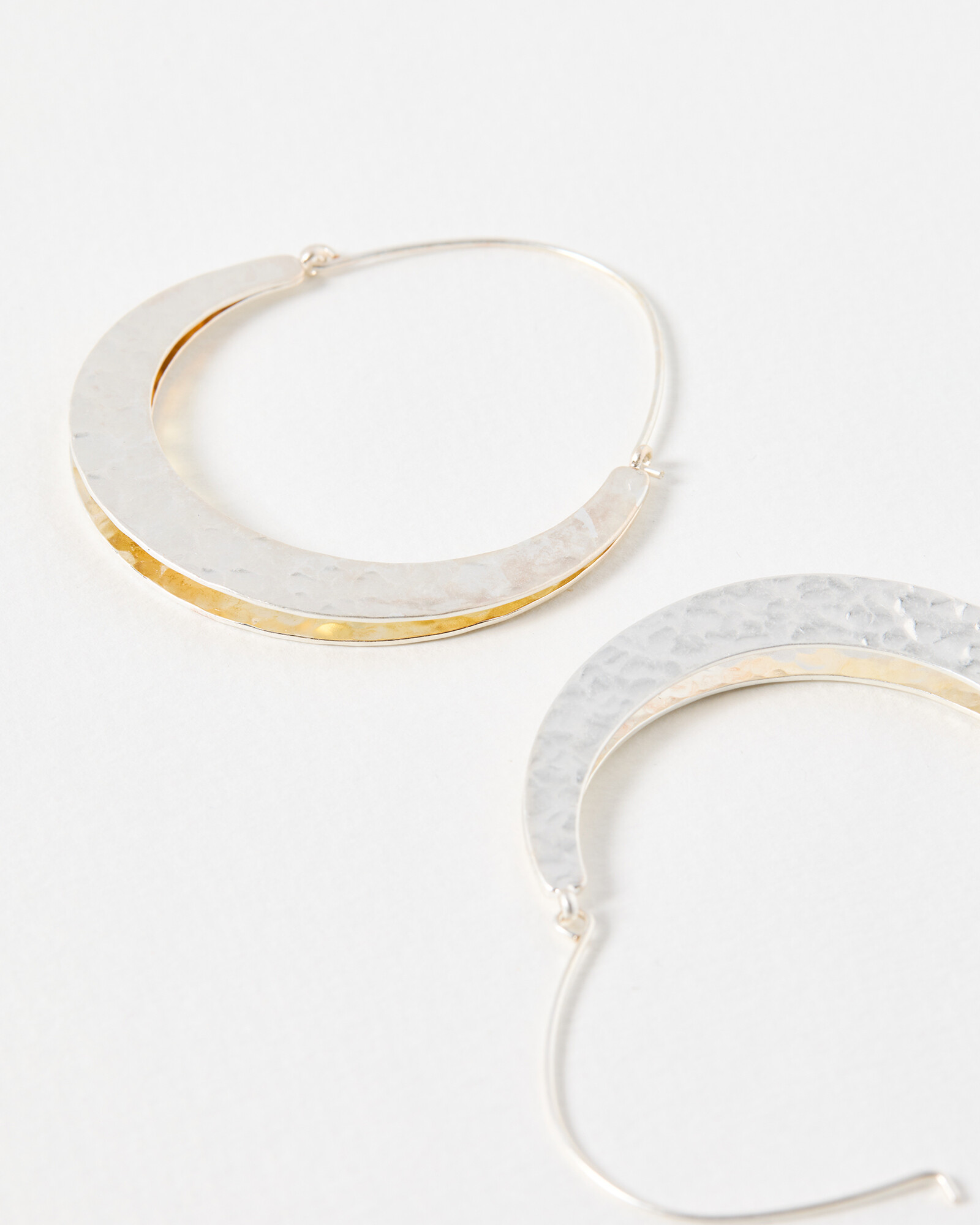 Madsen Hammered Silver Tone Statement Hoop Earrings | Oliver Bonas
