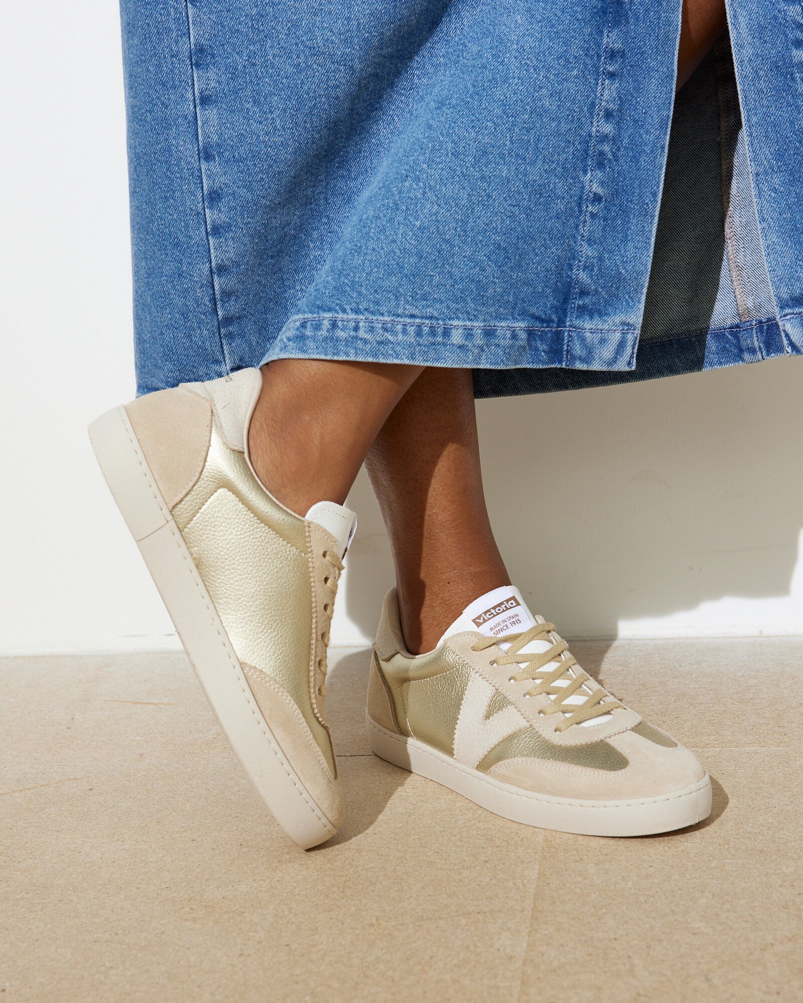 Victoria Berlin Metallic Gold Trainers | Oliver Bonas