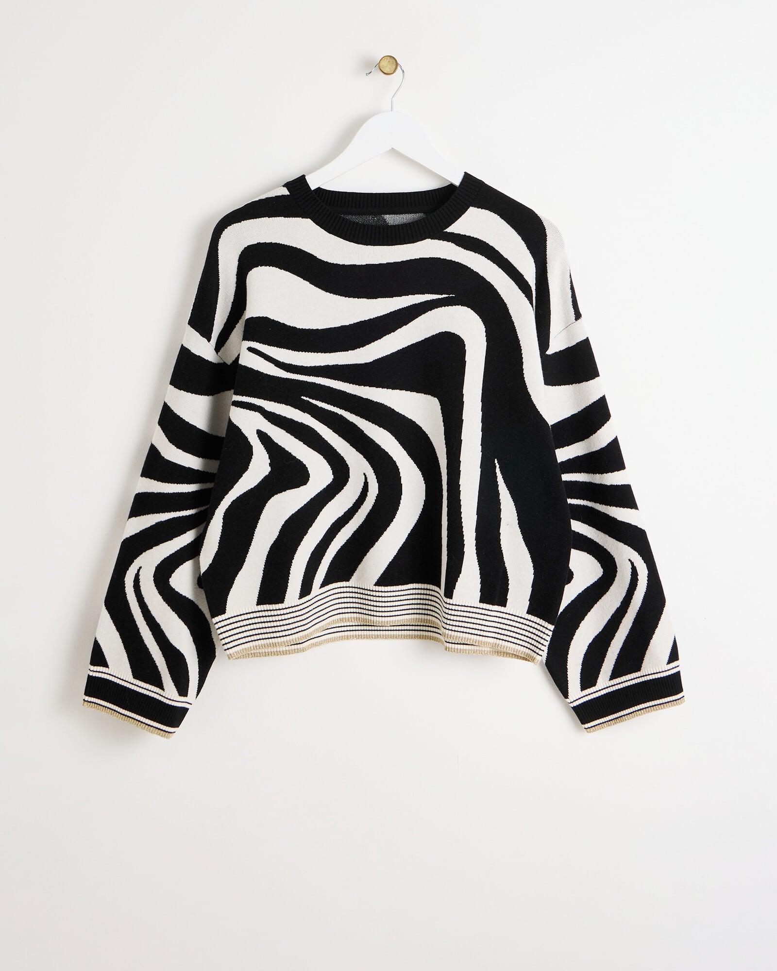 Monochrome Swirl Knitted Jumper | Oliver Bonas